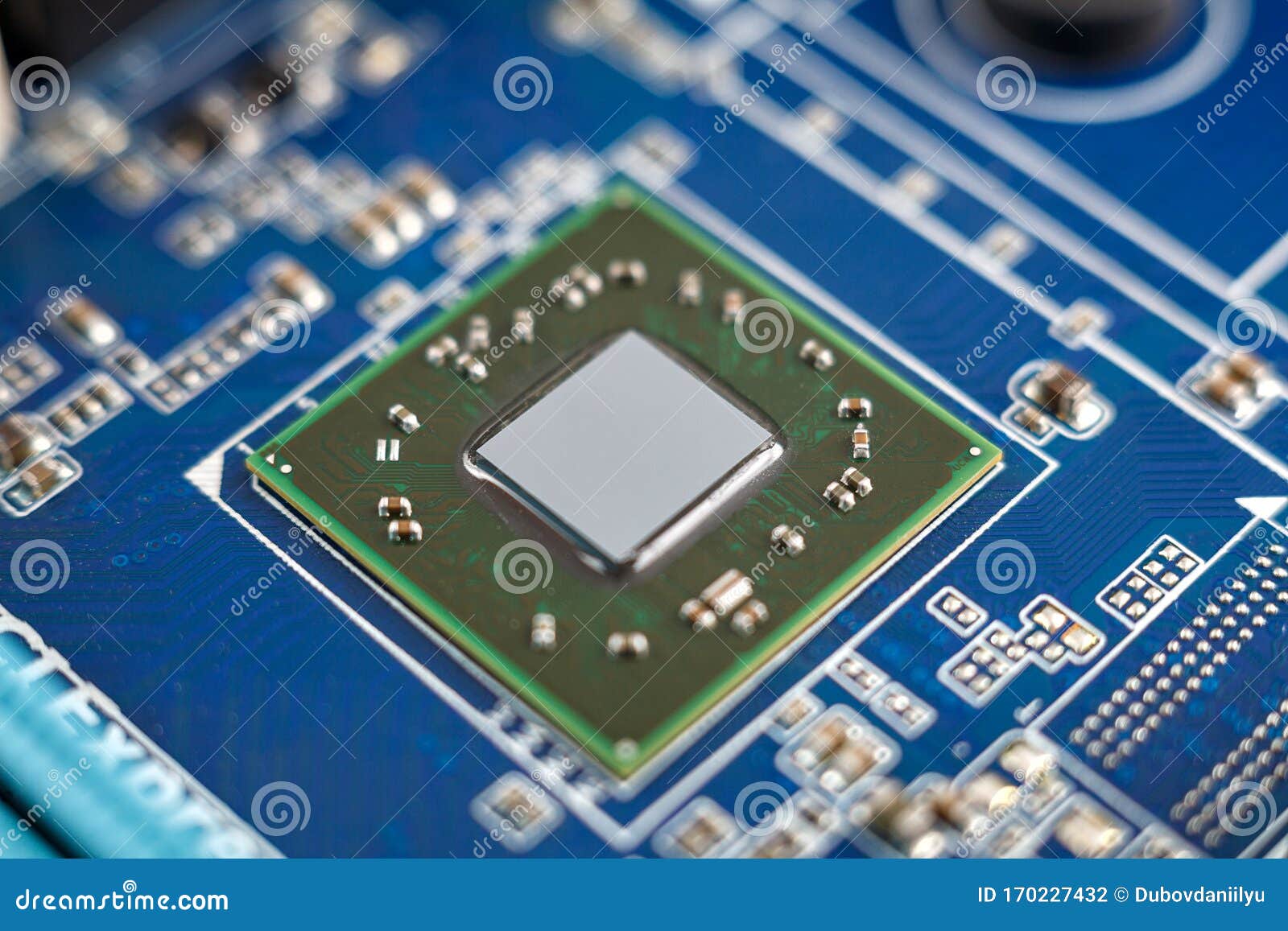 A Chip in a Computer with Many Electrical Elements, a CPU, a GPU, a ...