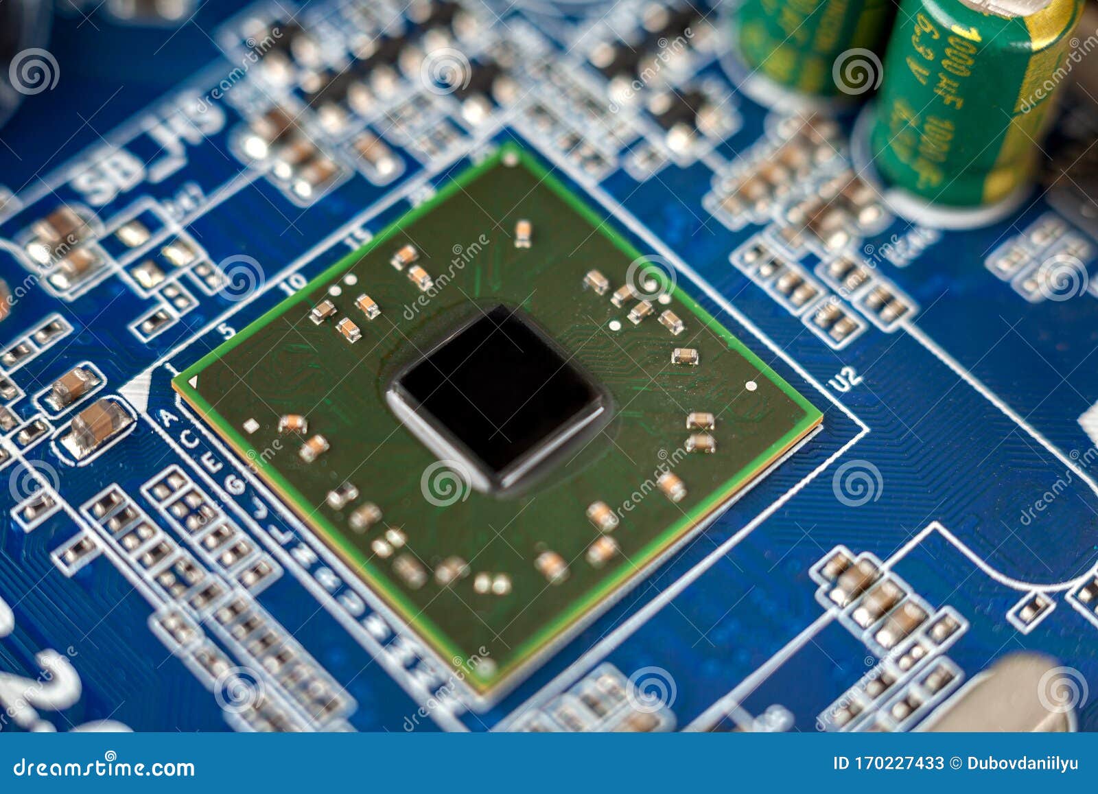 A Chip in a Computer with Many Electrical Elements, a CPU, a GPU, a ...