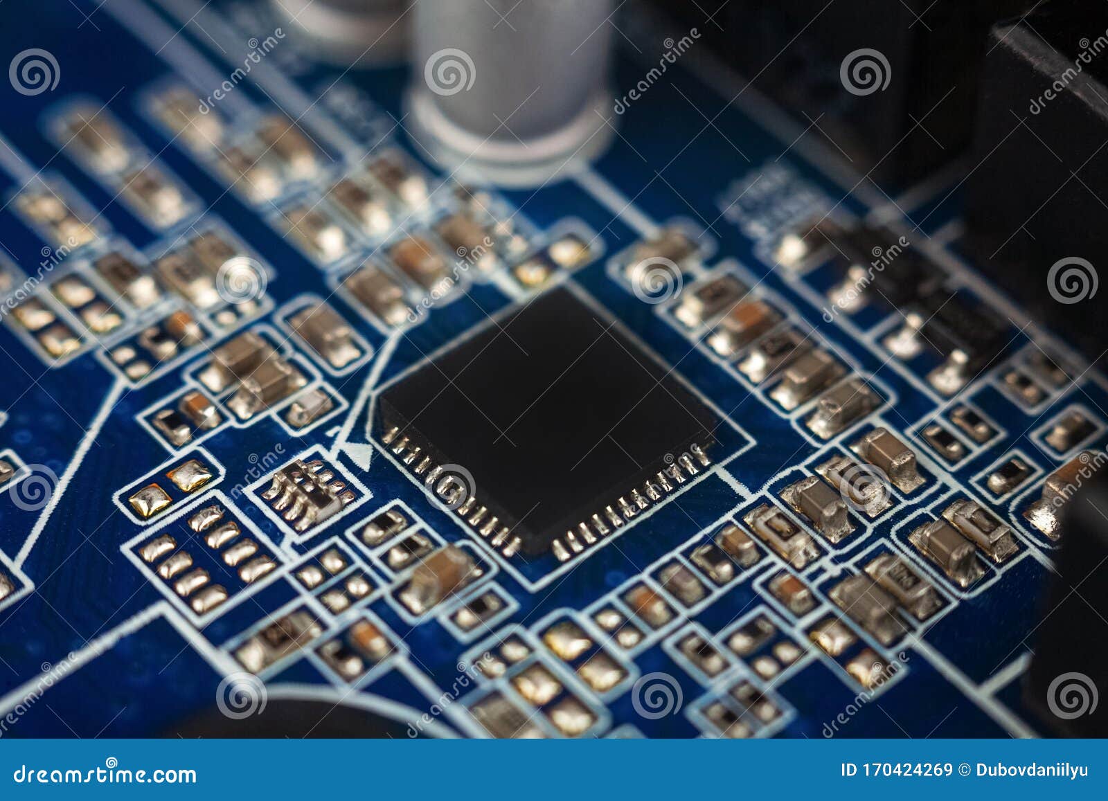 A Chip in a Computer with Many Electrical Elements, a CPU, a GPU, a ...