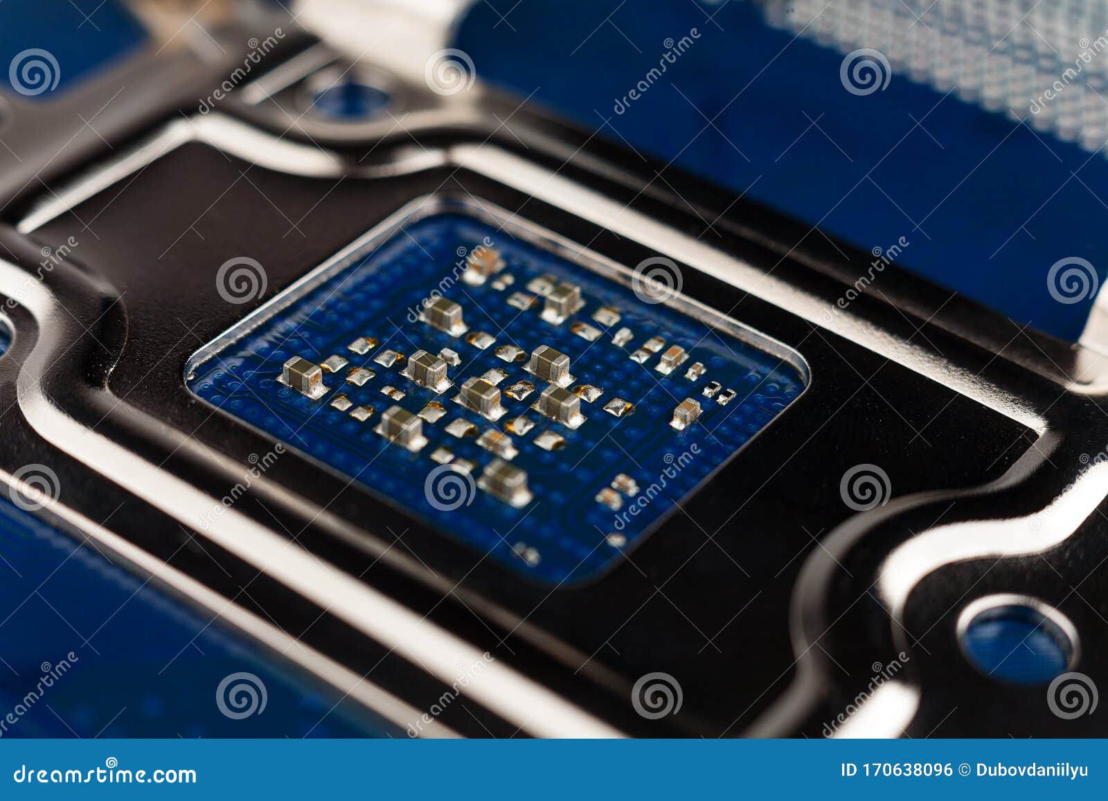 A Chip in a Computer with Many Electrical Elements, a CPU, a GPU, a ...
