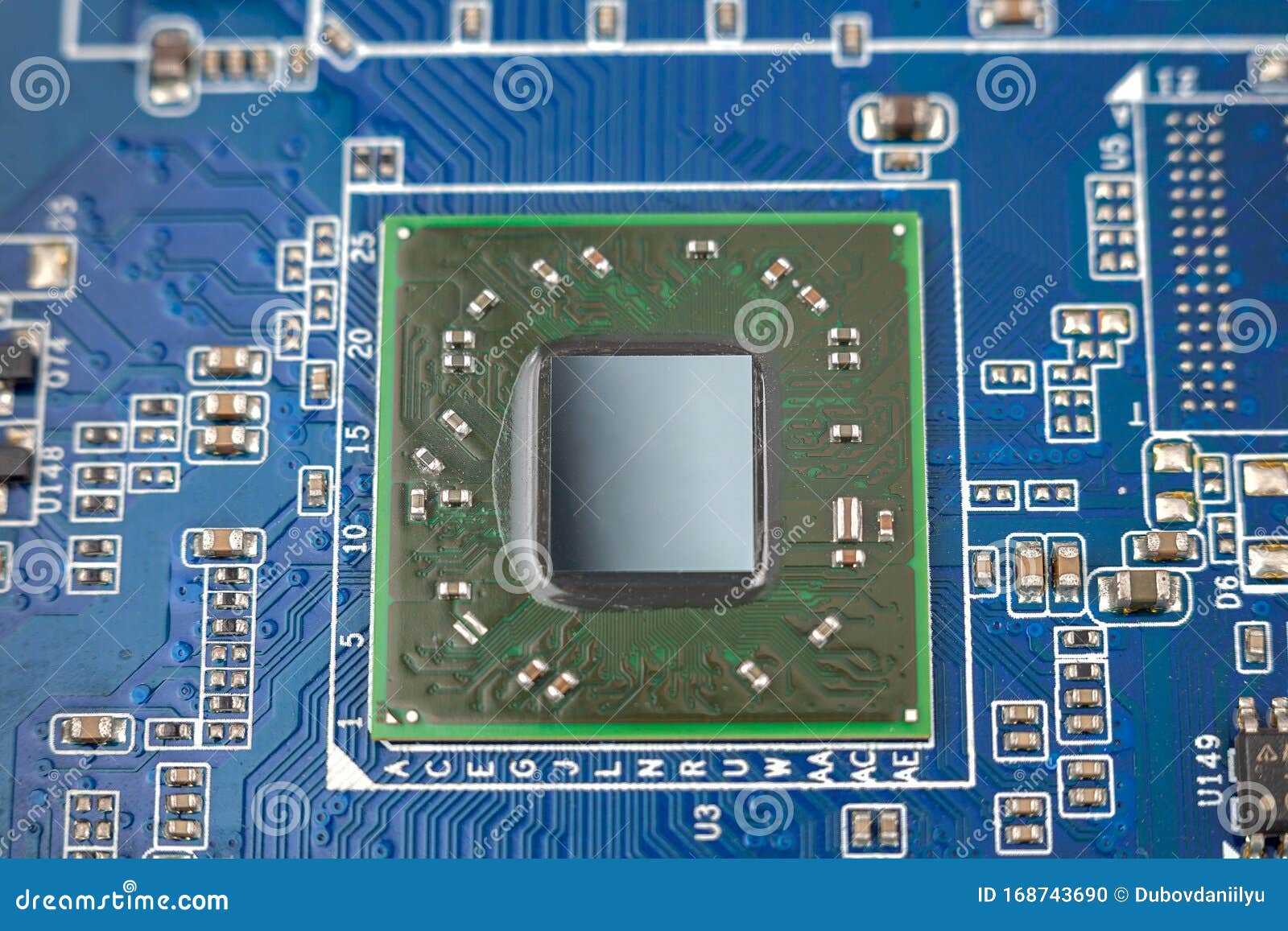A Chip in a Computer with Many Electrical Elements, a CPU, a GPU, a ...