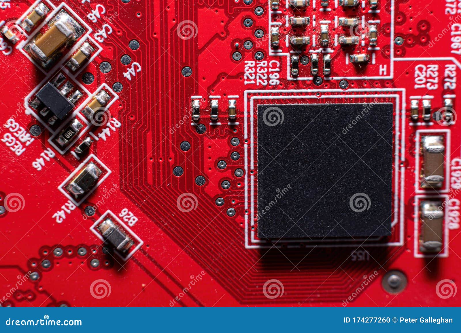 Chip Computer Memory Busy Lanes on a Red Board Stock Photo - Image of ...