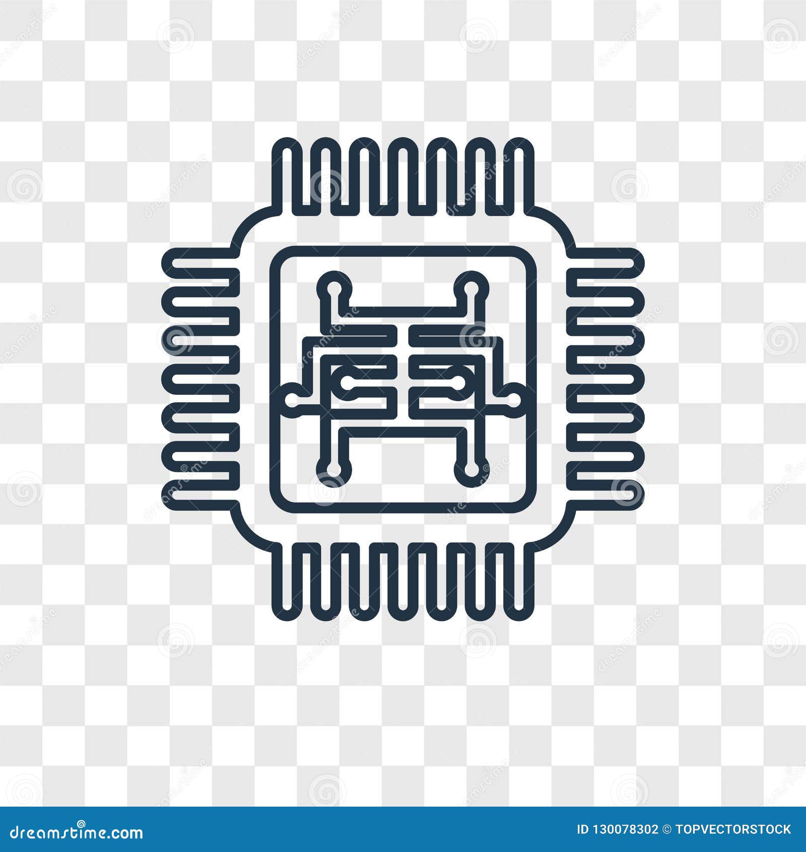Chip Concept Vector Linear Icon Isolated on Transparent Background ...