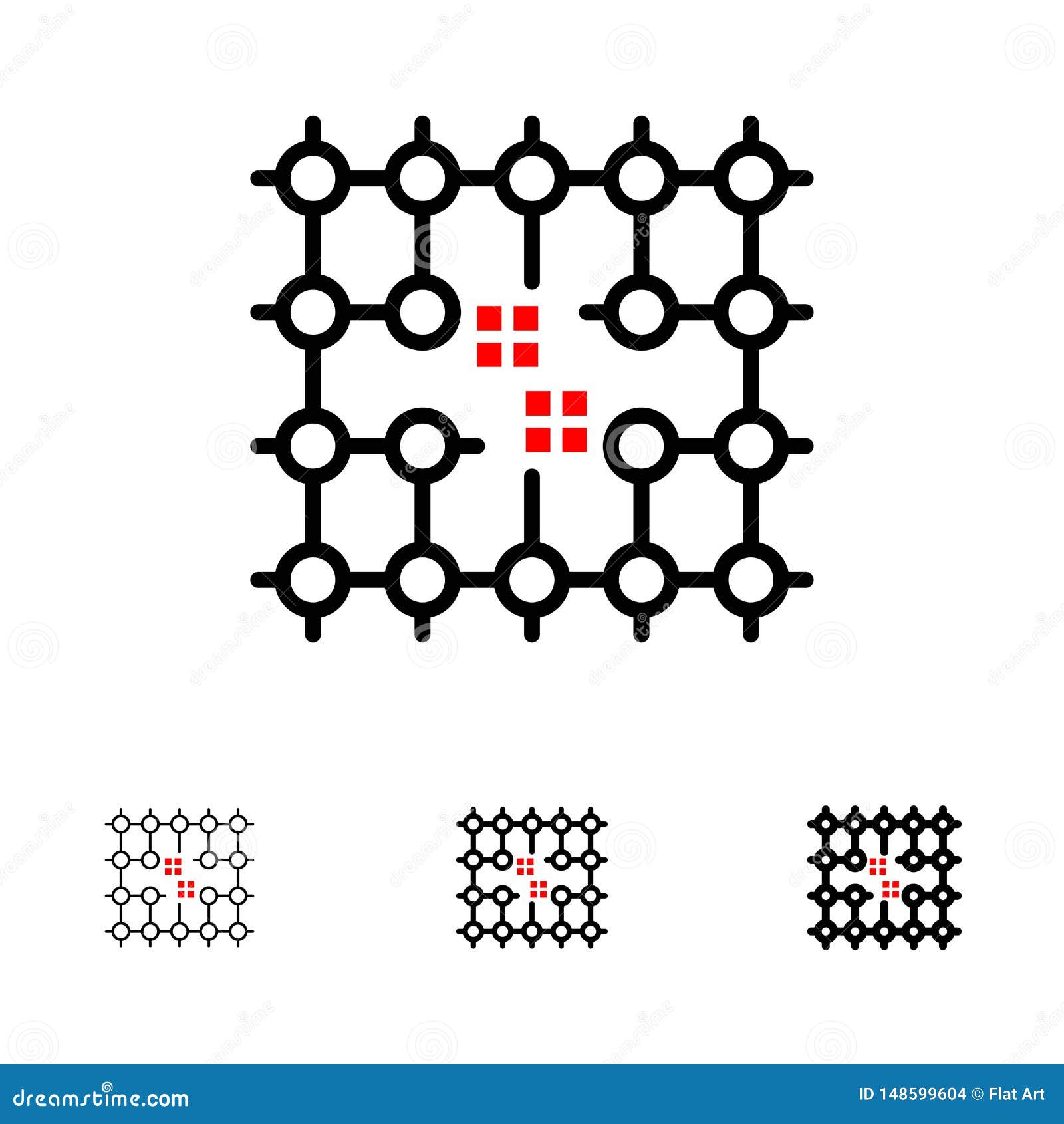 Chip, Connection, Electricity, Grid, Material Bold and Thin Black Line ...