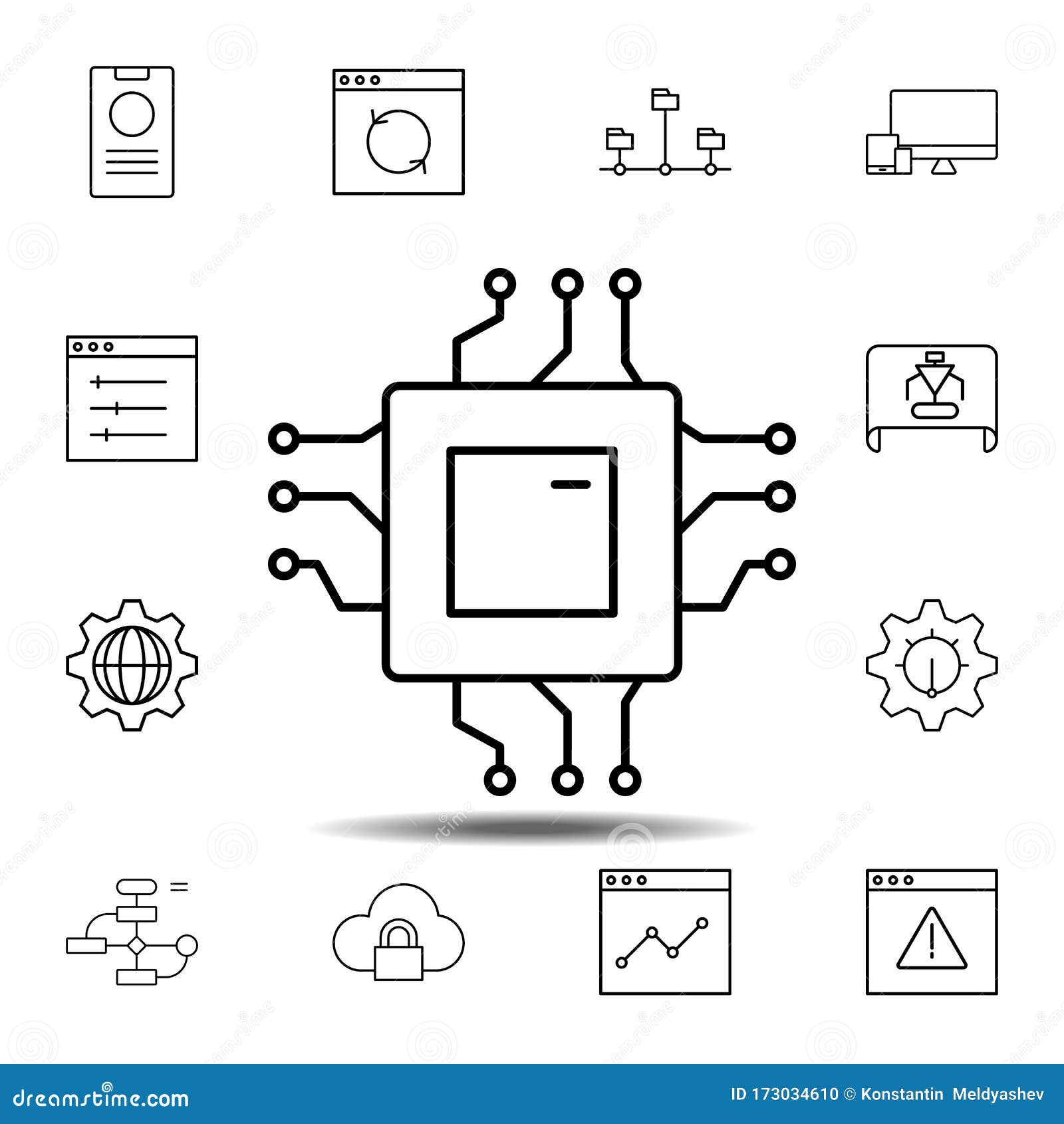 Chip, Core Icon. Simple Thin Line, Outline Vector Element of Web Design ...