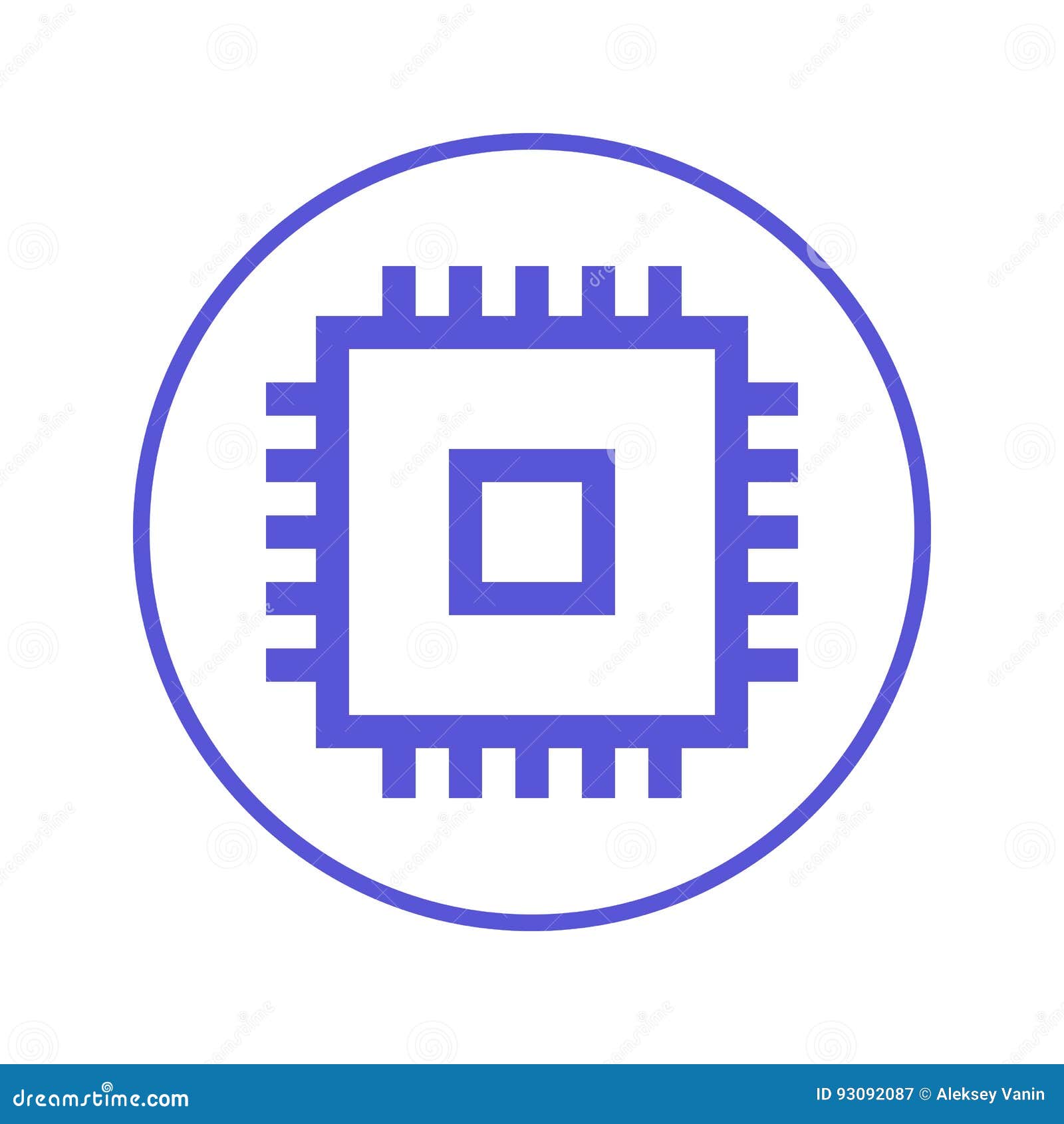 Chip, CPU Circular Line Icon. Round Sign. Flat Style Vector Symbol ...