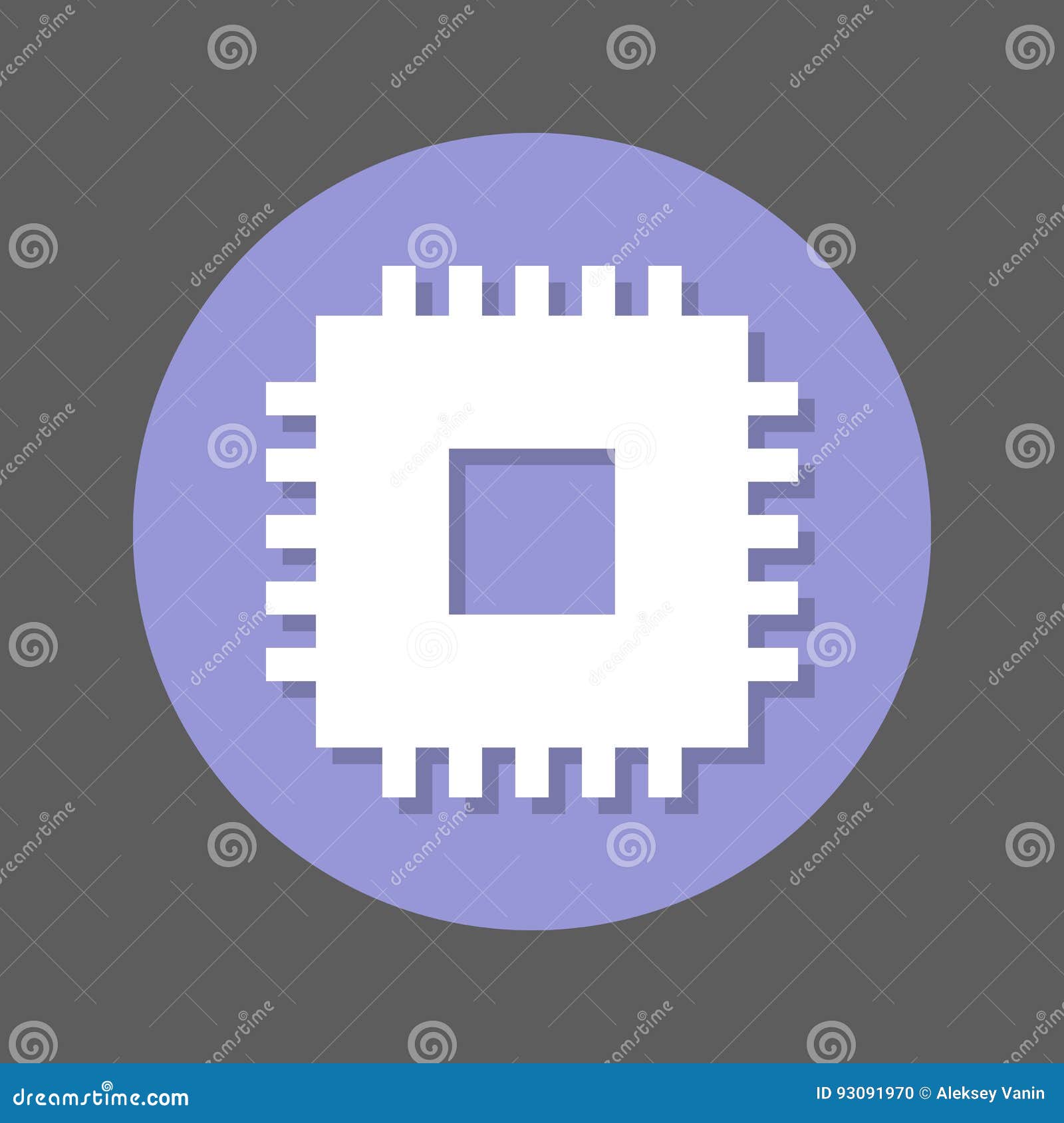 Chip, CPU Flat Icon. Round Colorful Button, Circular Vector Sign with ...