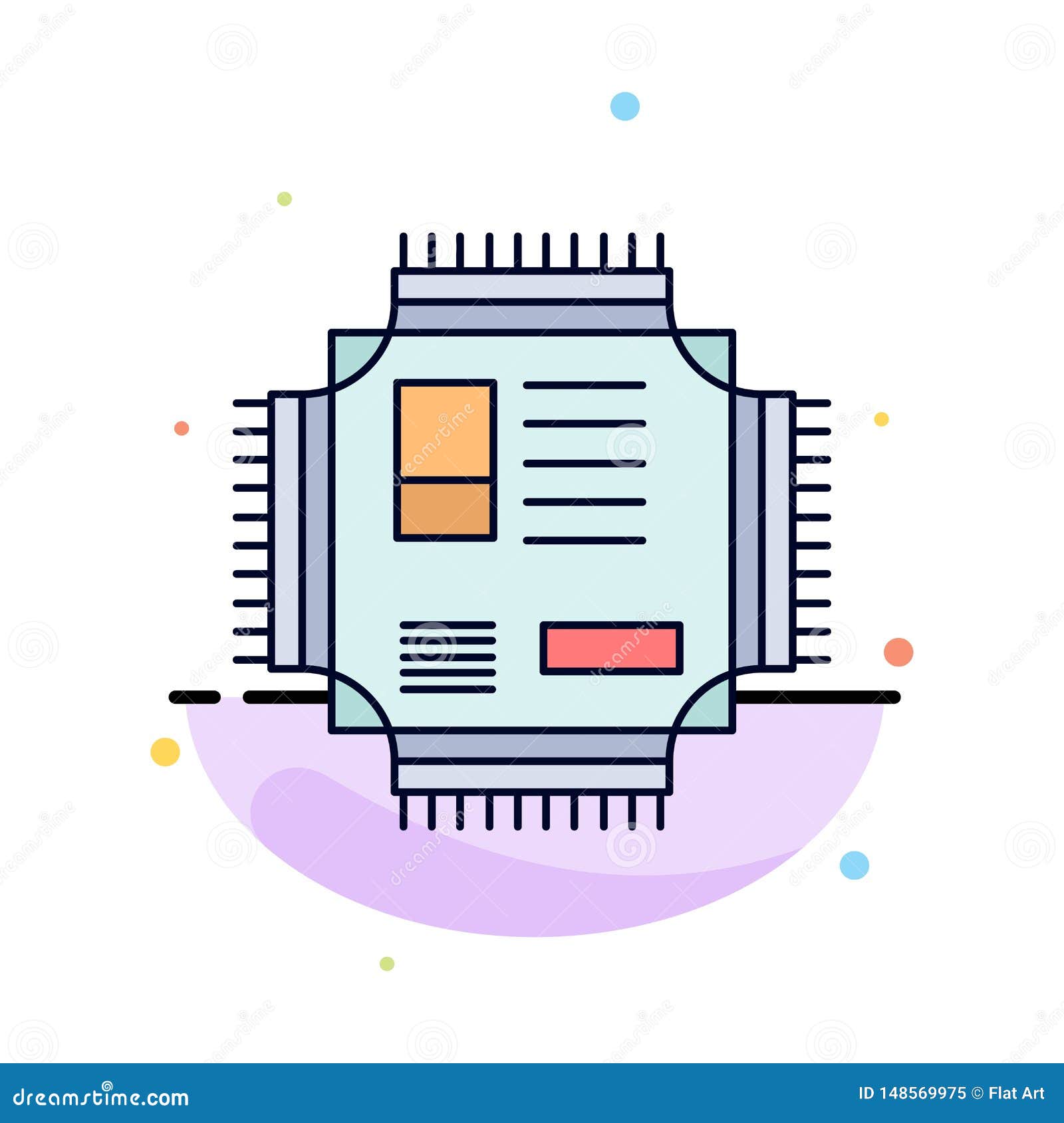 Chip, Cpu, Microchip, Processor, Technology Flat Color Icon Vector ... Chip, Cpu, Microchip, Processor, Technology Flat Color Icon Vector ...