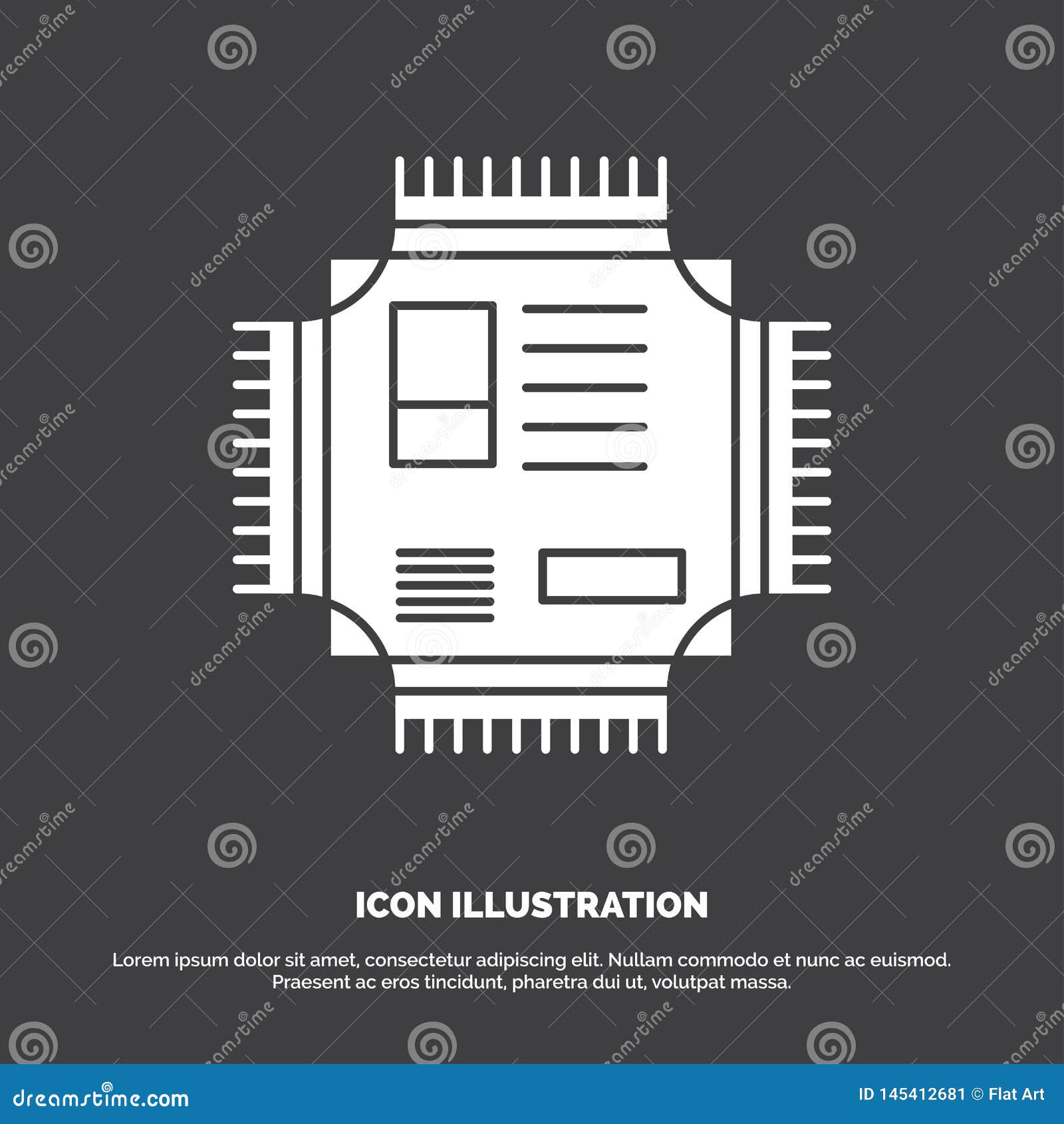 Chip, Cpu, Microchip, Processor, Technology Icon. Glyph Vector Symbol for UI and UX, Website or ...