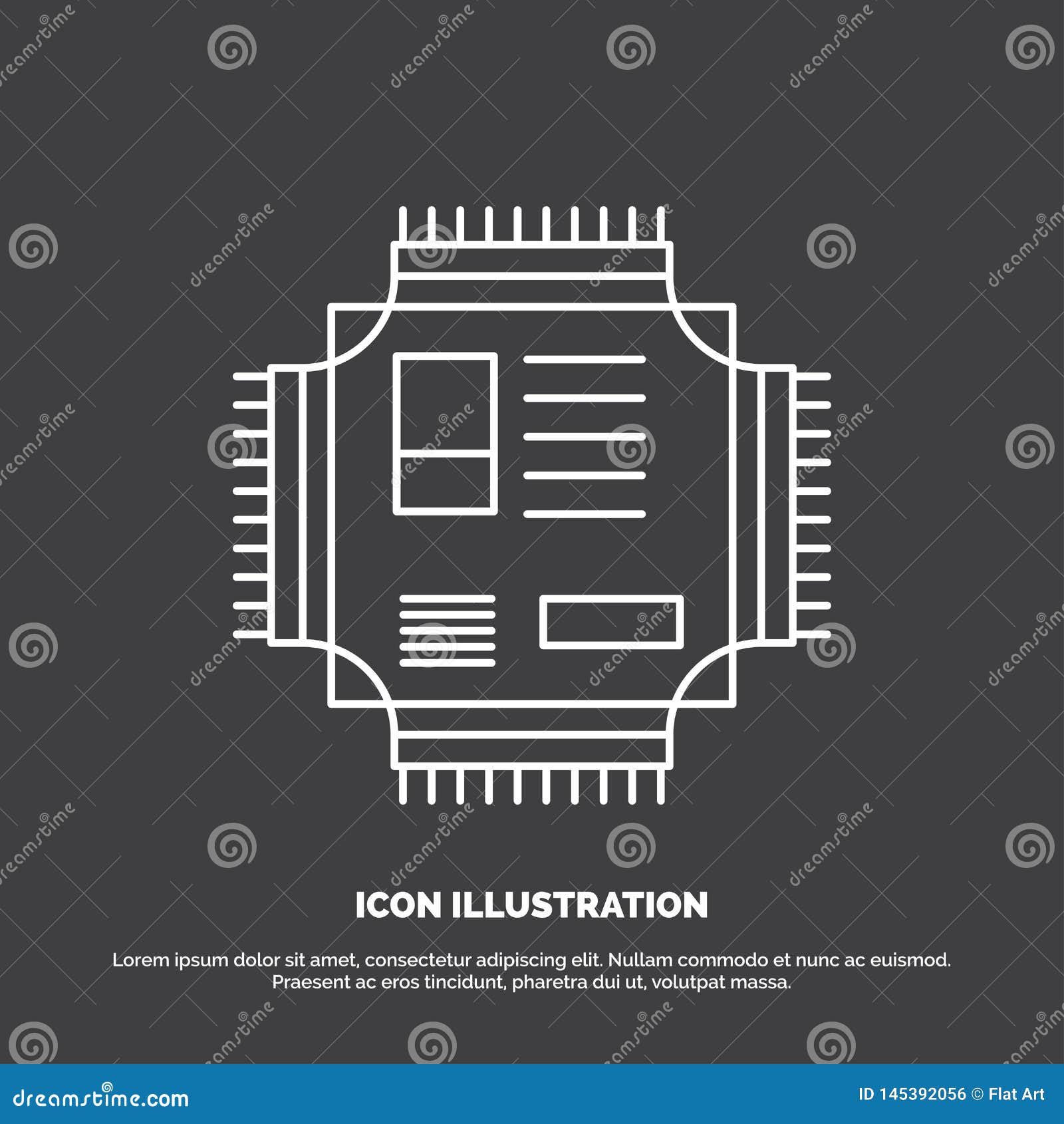 Chip, Cpu, Microchip, Processor, Technology Icon. Line Vector Symbol for UI and UX, Website or ...