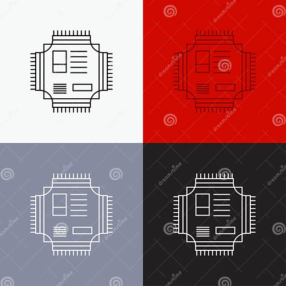 Chip, Cpu, Microchip, Processor, Technology Icon Over Various Background. Line Style Design ...