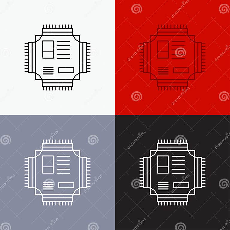 Chip, Cpu, Microchip, Processor, Technology Icon Over Various Background. Line Style Design ...