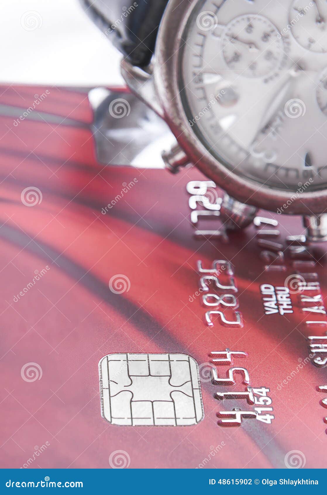 Chip of Credit Cards and a Watch Up Close Stock Photo - Image of watch ...