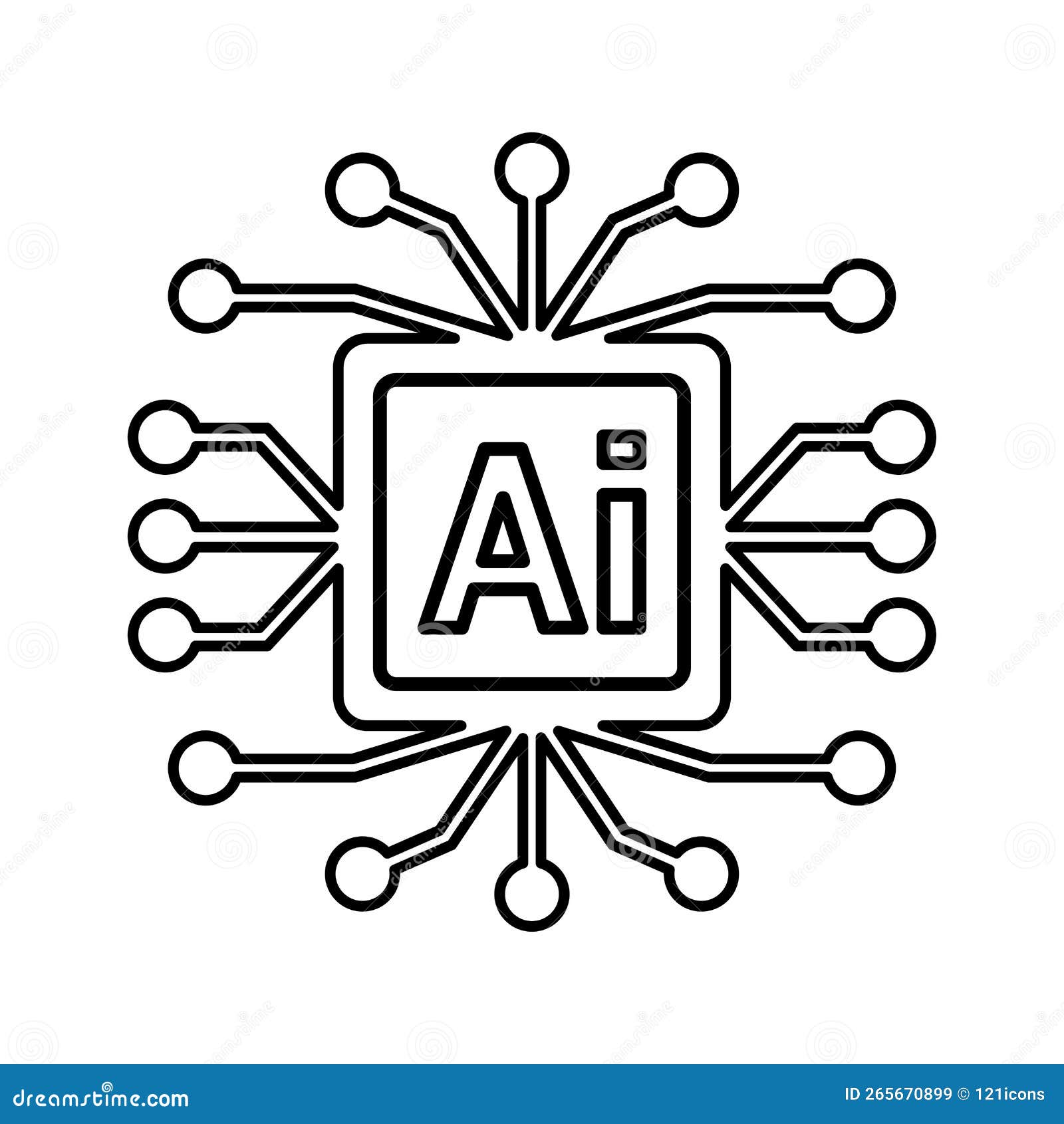Chip, Digitalization, Media Outline Icon. Line Art Vector Stock ...
