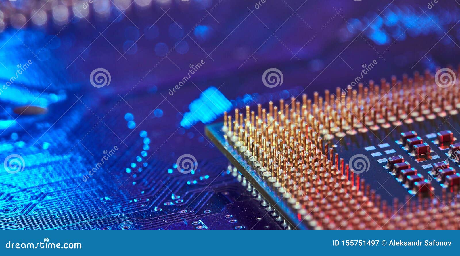 Chip is Highlighted with Blue Light. Technology Background Stock Image ...