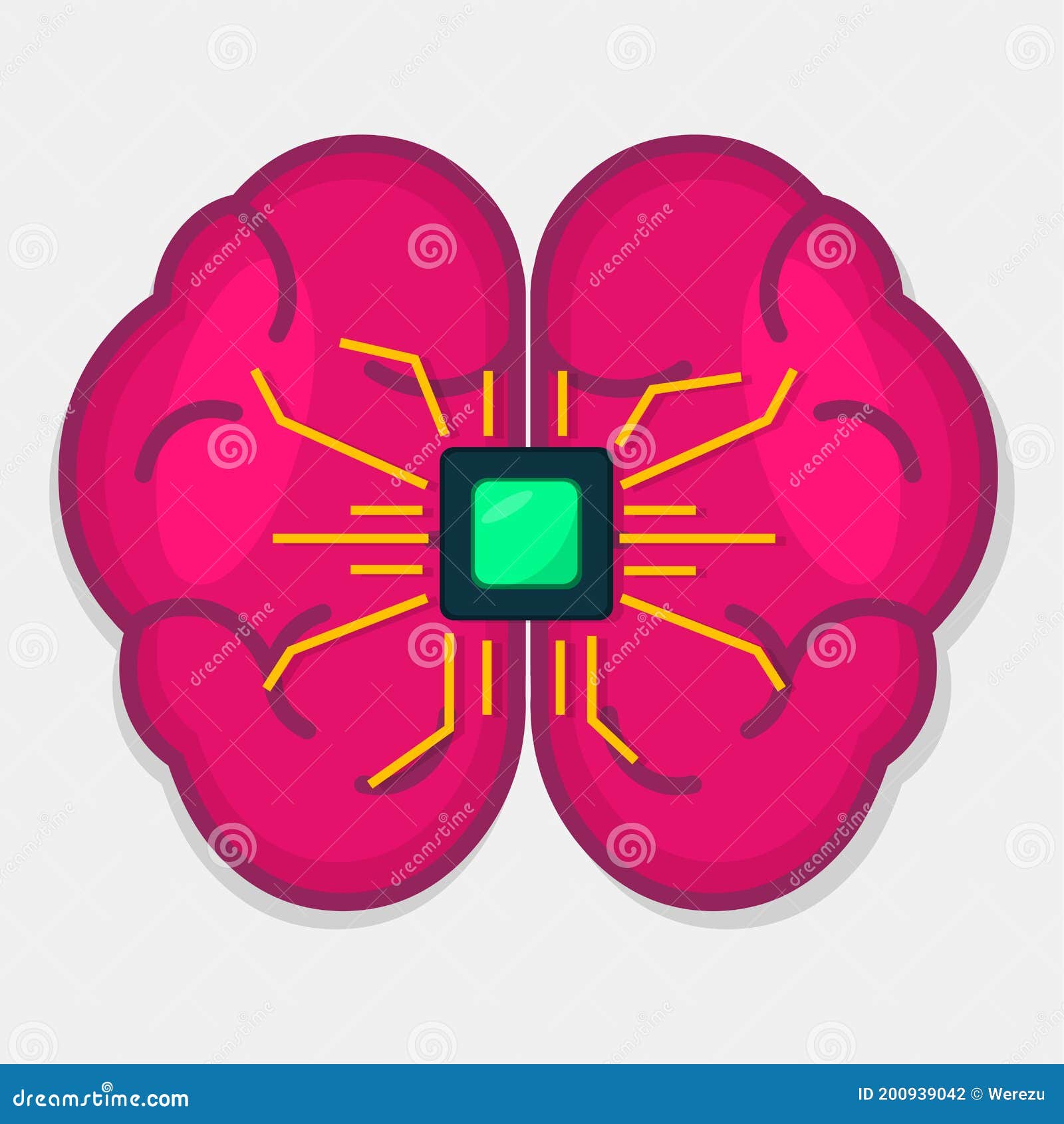 Chip on Human Brain Vector Illustration Stock Illustration ...