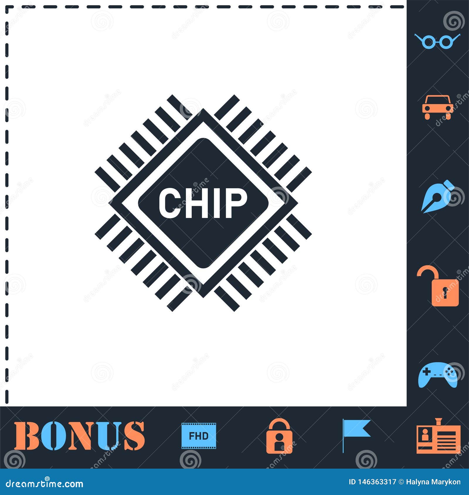 Chip icon flat stock vector. Illustration of equipment - 146363317