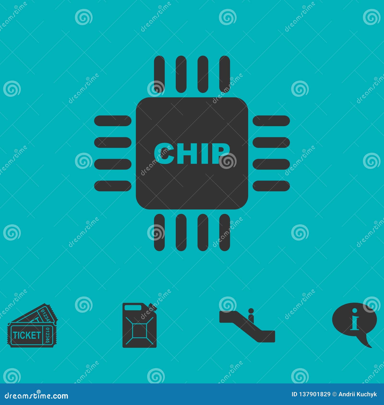 Chip icon flat stock vector. Illustration of equipment - 137901829