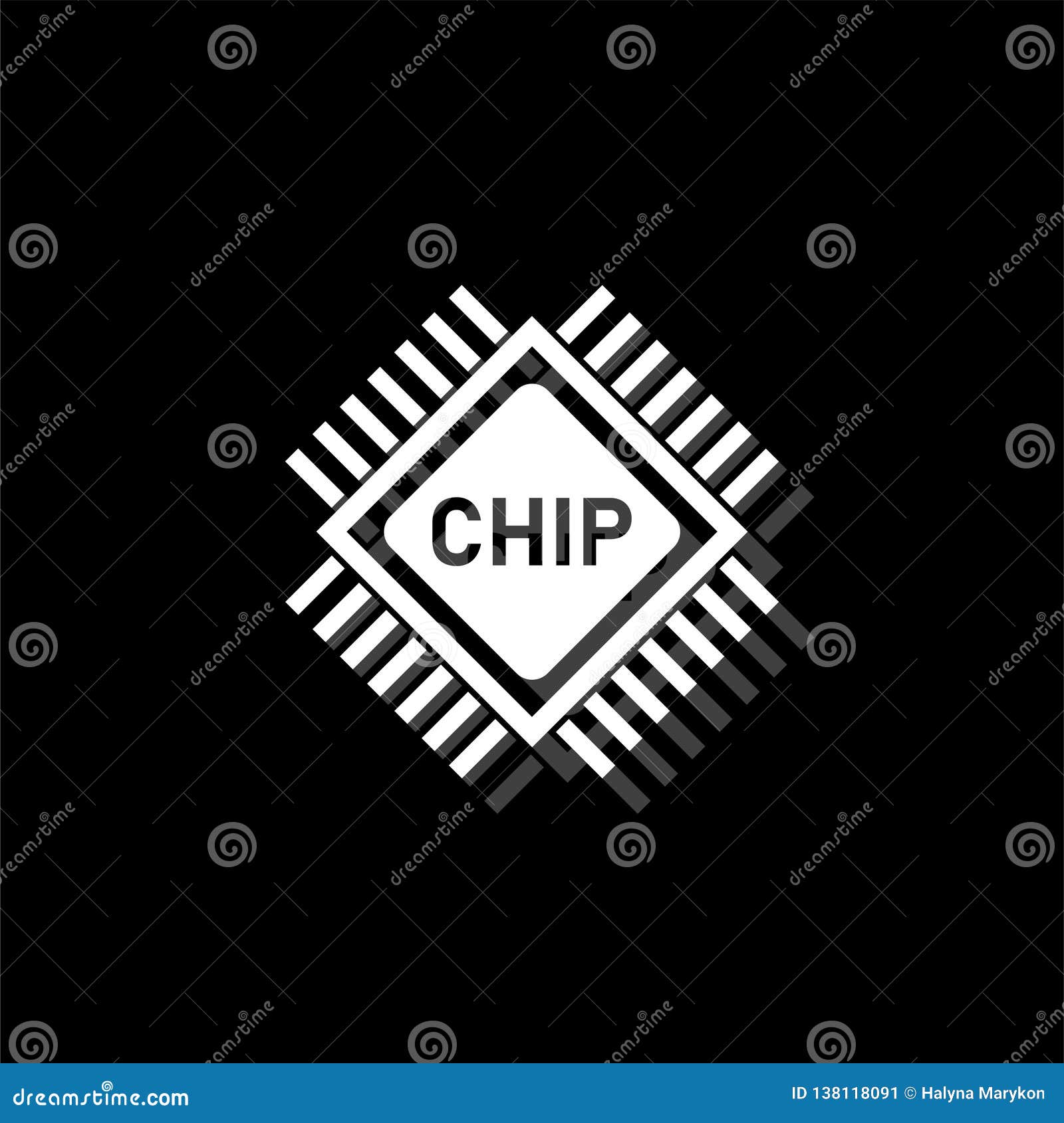 Chip icon flat stock illustration. Illustration of radiotechnics ...