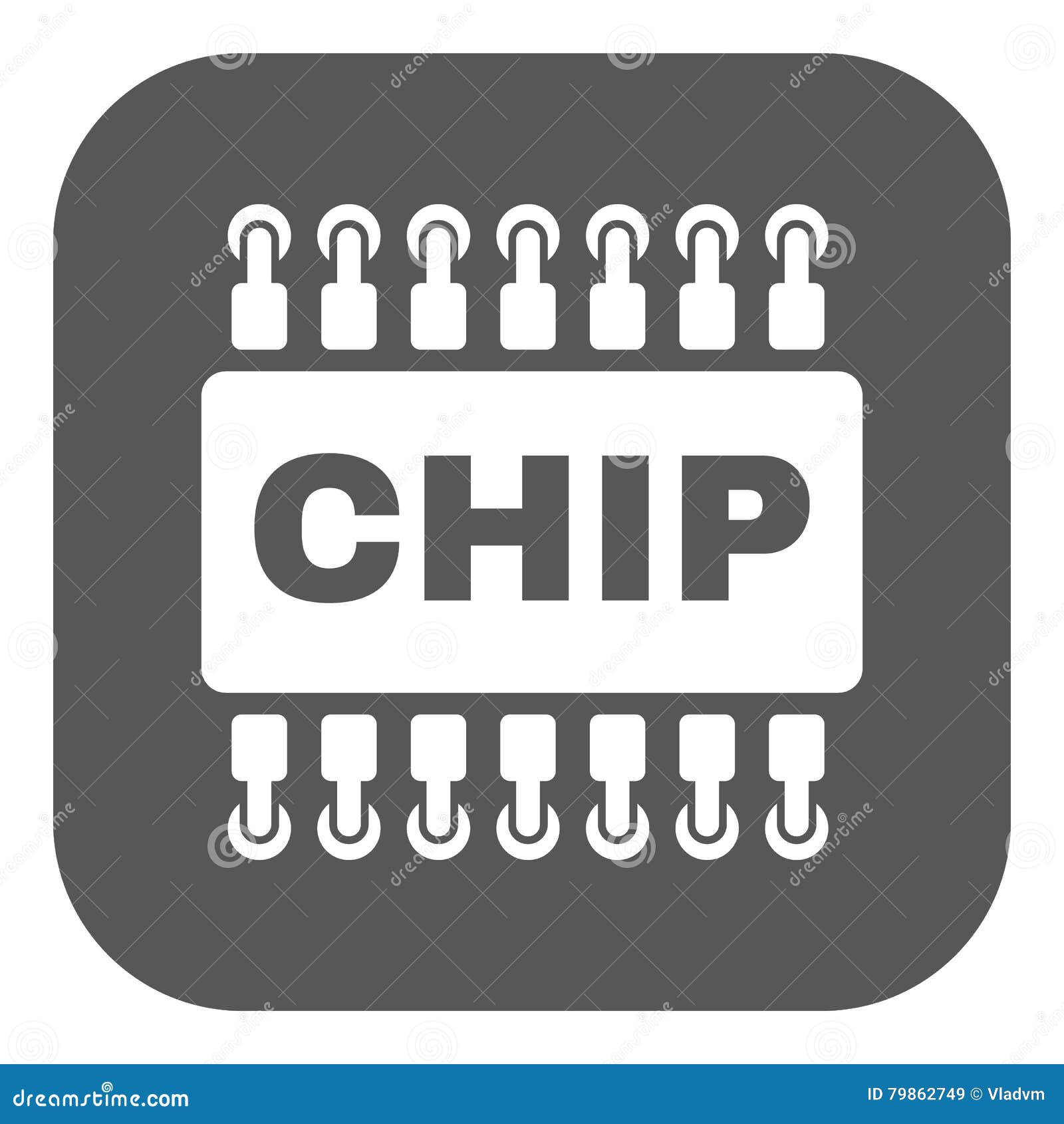 The Chip Icon. Microchip and Microcircuit Symbol Stock Vector ...
