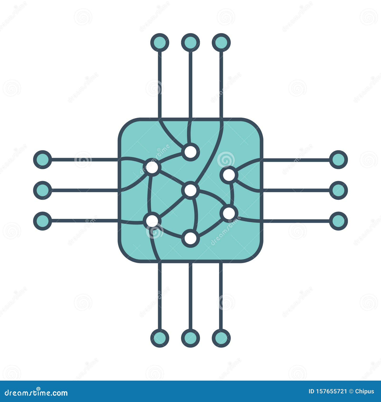 Chip Icon with Ai Neural Network Inside Stock Vector - Illustration of ...