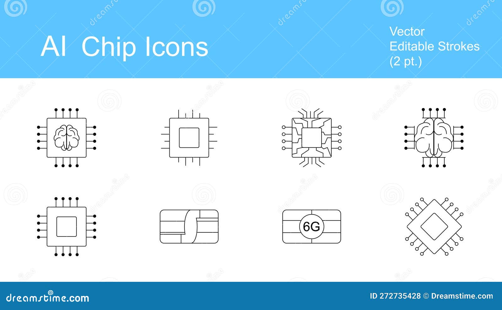 AI Chip Icon sets stock illustration. Illustration of icons - 272735428