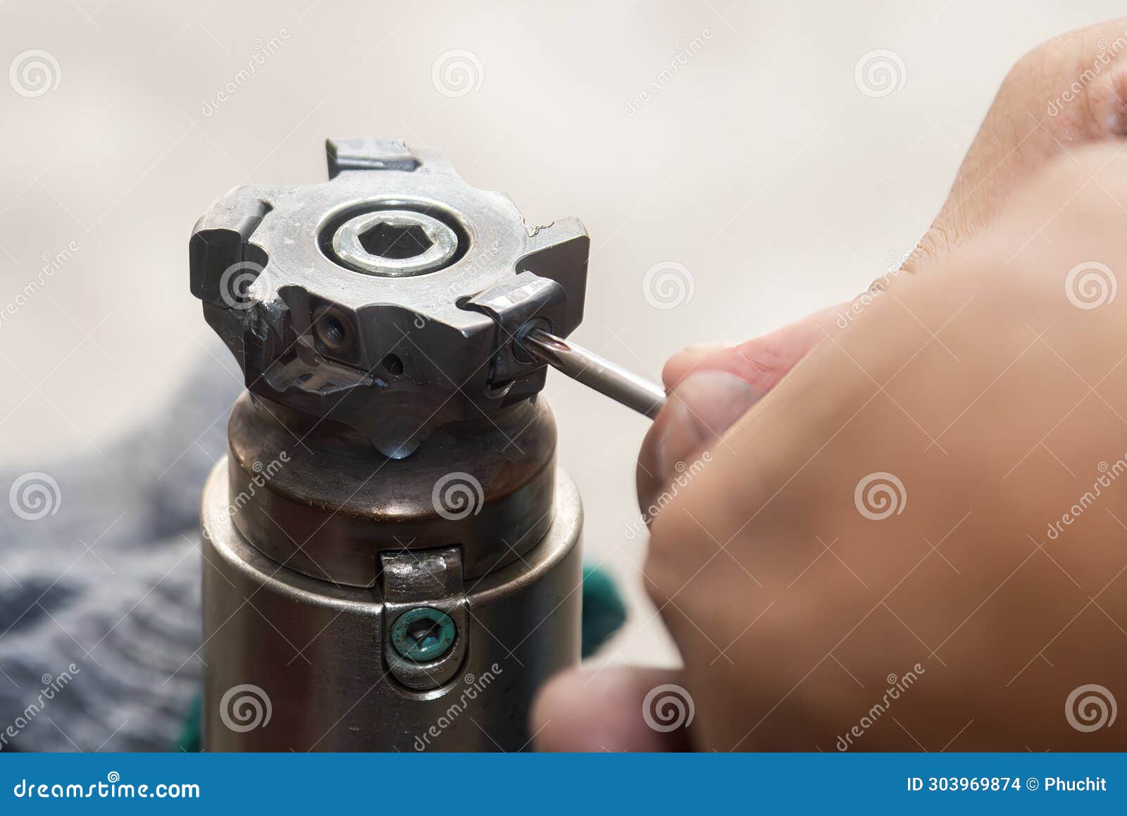The Chip Insert Replacement Process by Machine Operator Stock Photo ...