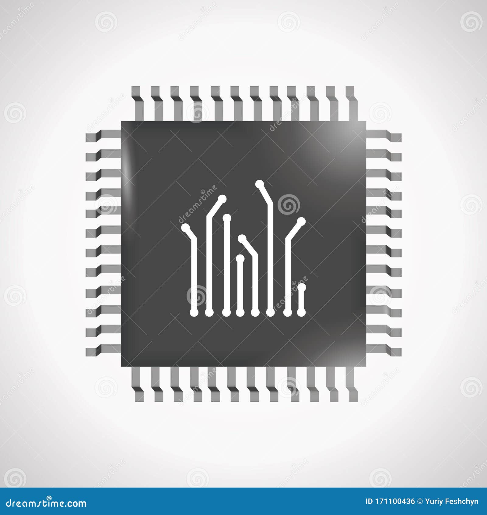 Chip Isolated Minimal Icon. Stylized Microchip Illustration Stock ...