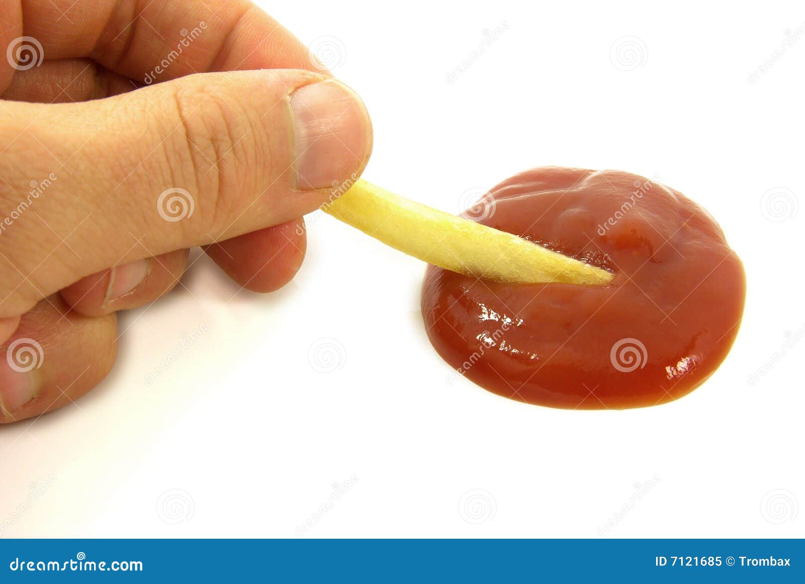 Chip in ketchup with hands stock image. Image of isolate - 7121685
