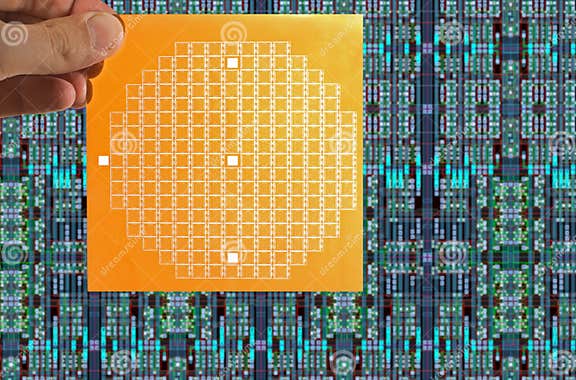 Chip Mask in Hand and Chip Layout Stock Image - Image of processor ...