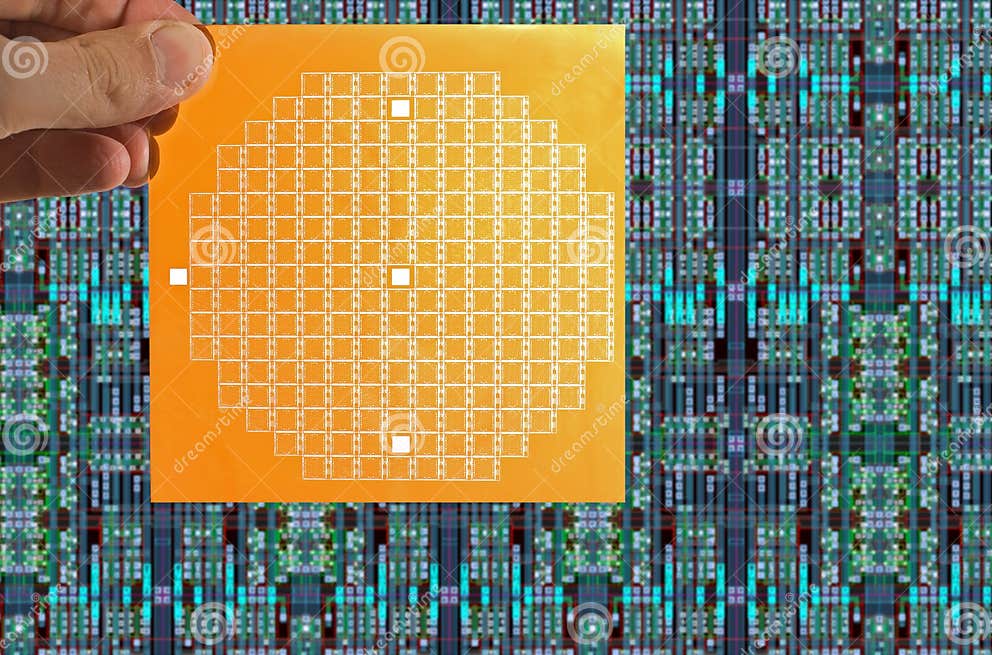 Chip Mask in Hand and Chip Layout Stock Image - Image of processor ...