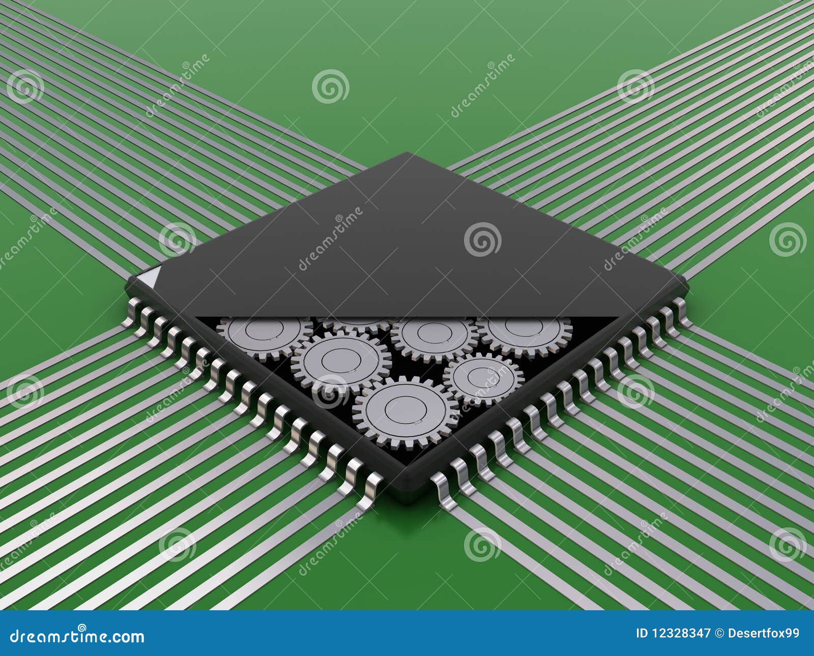 Chip with mechanism stock illustration. Illustration of green - 12328347