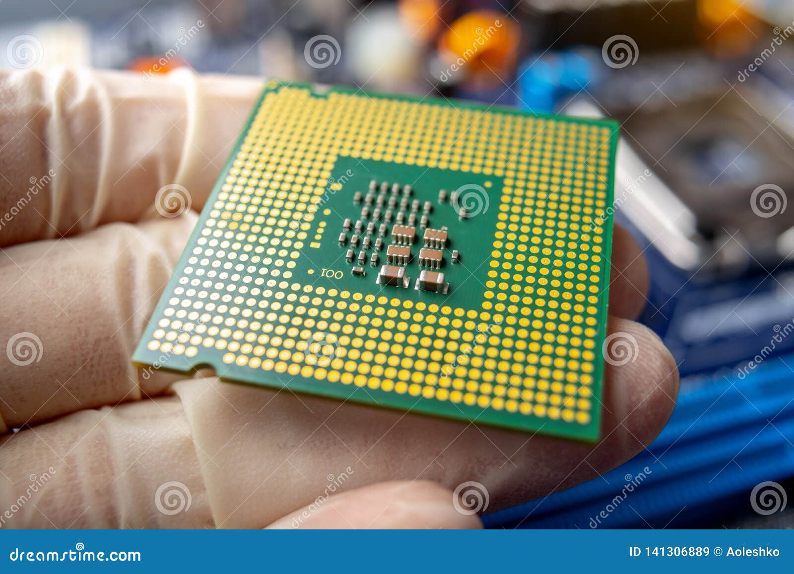 Chip Microprocessor in the Hands of an Engineer Technician for the ...