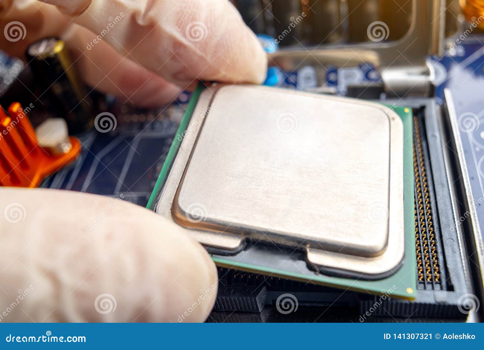Chip Microprocessor in the Hands of an Engineer Technician for the ...