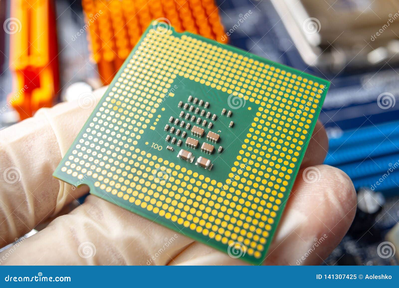 Chip Microprocessor in the Hands of an Engineer Technician for the ...