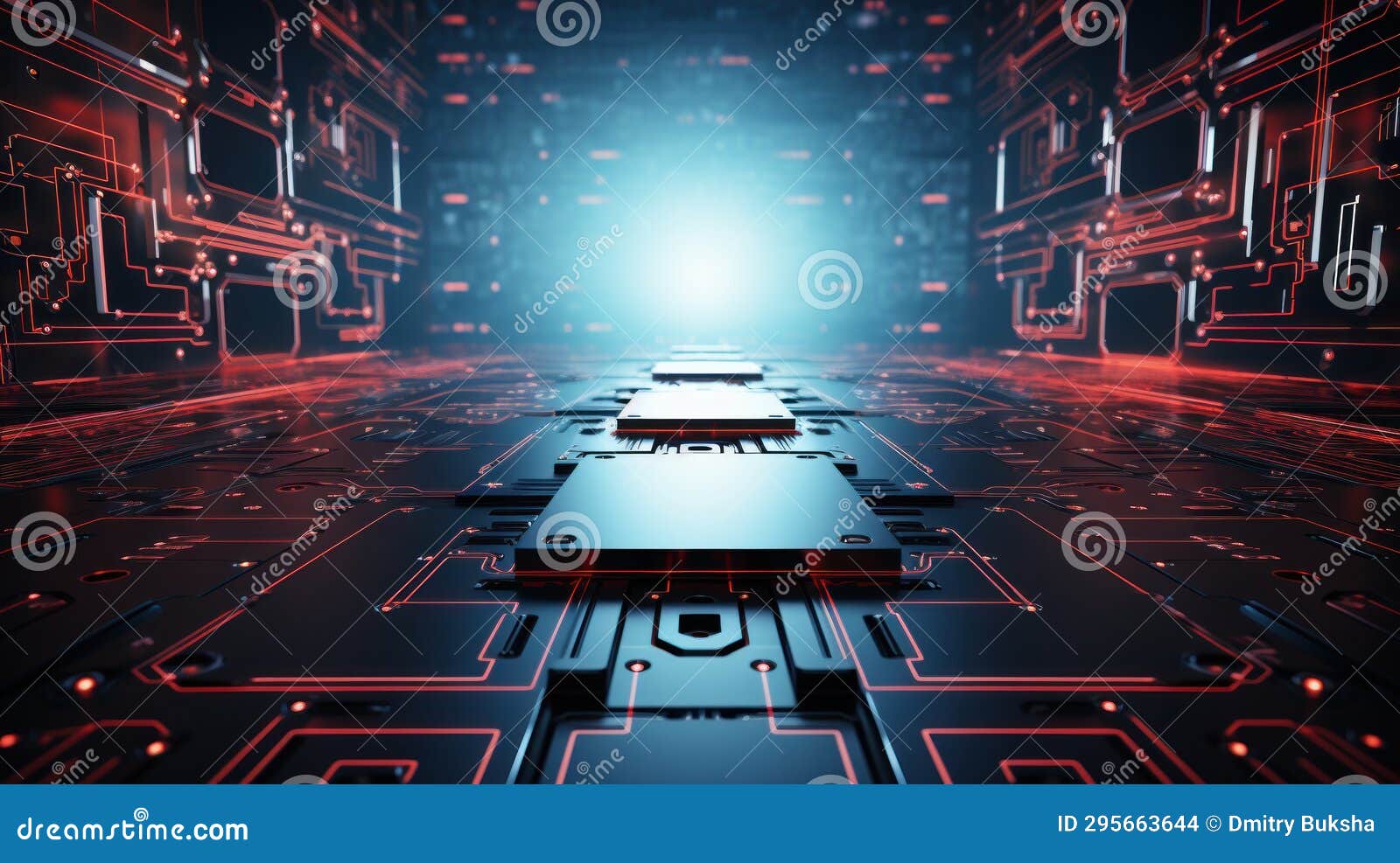 Chip Motherboard in Computer, Cyber Style, Banner, Free Space Stock ...