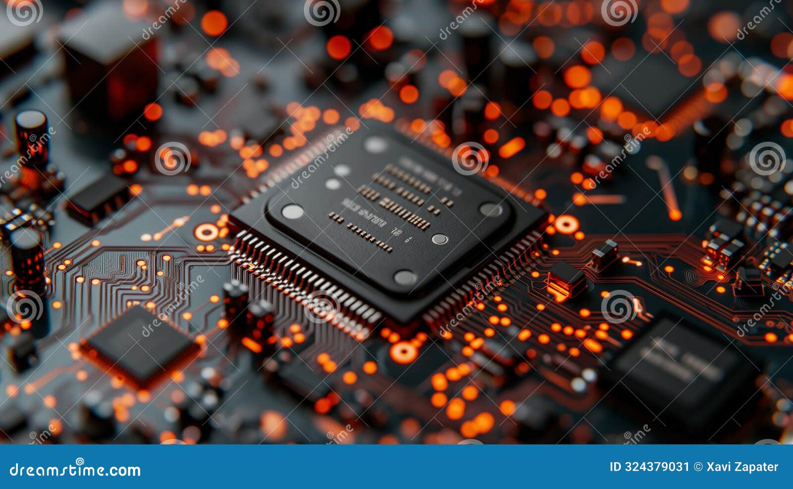 Chip On A Motherboard CPU Central Processor Unit Electronic Circuit ...