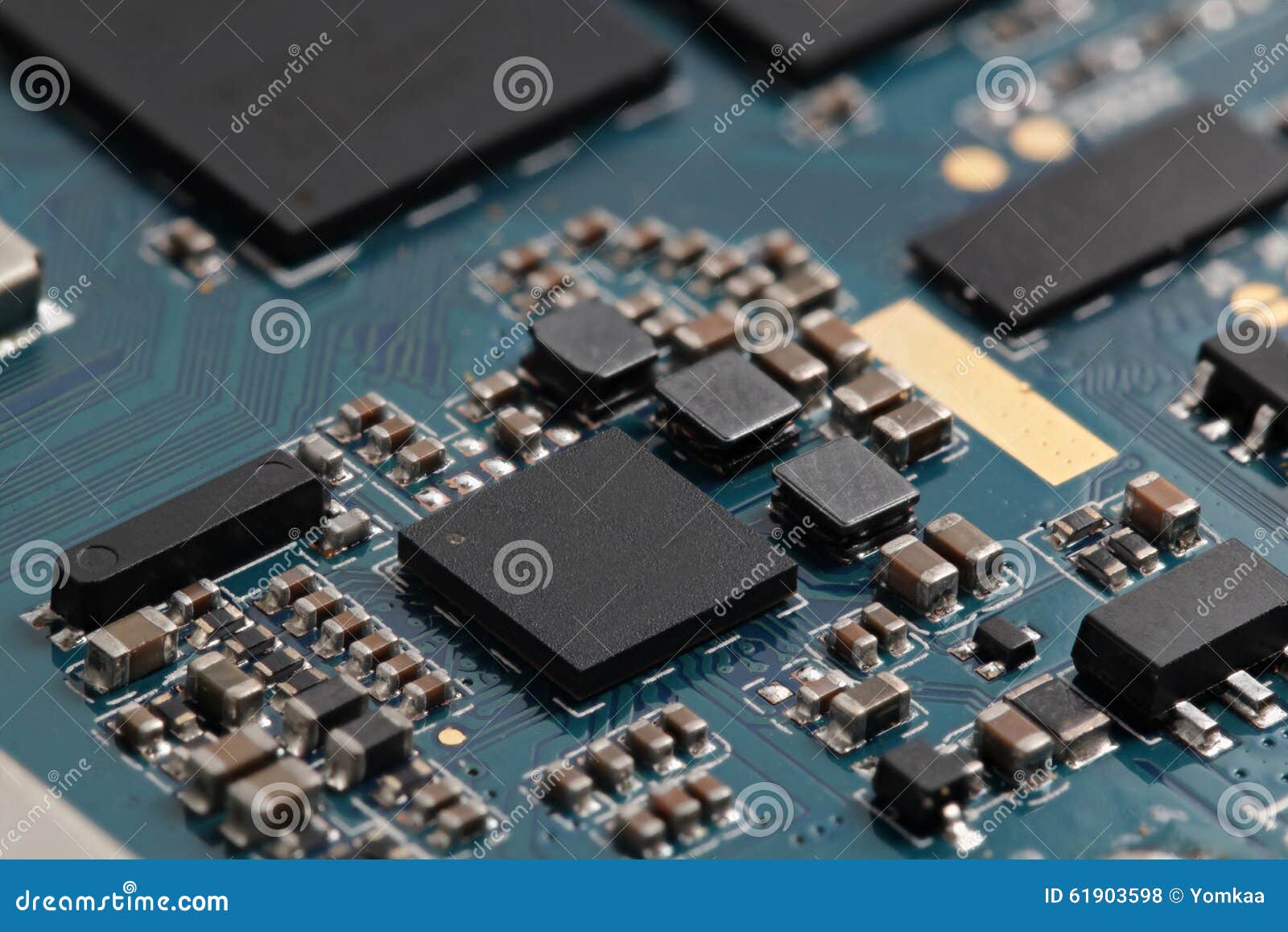 Chip On Motherboard Mainboard With Controllers, Ports And Wires, Close ...