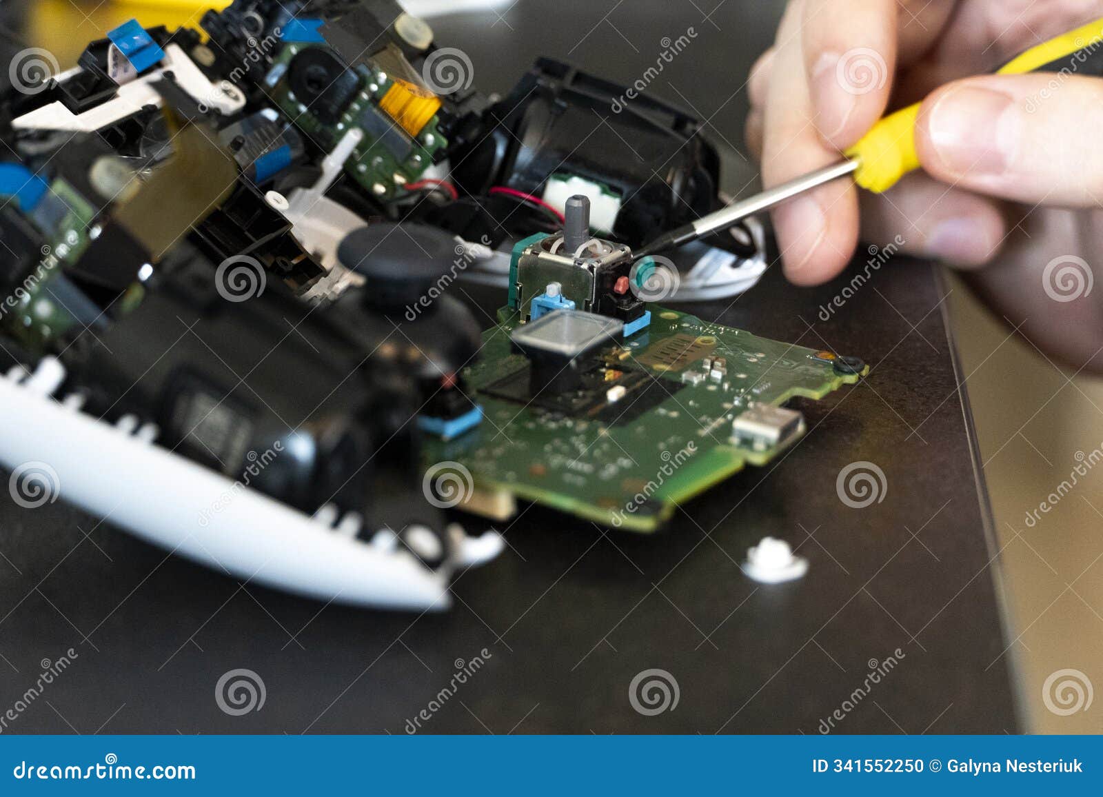 Chip Repair Engineer with Screwdriver Fixing Controller Stock Photo ...