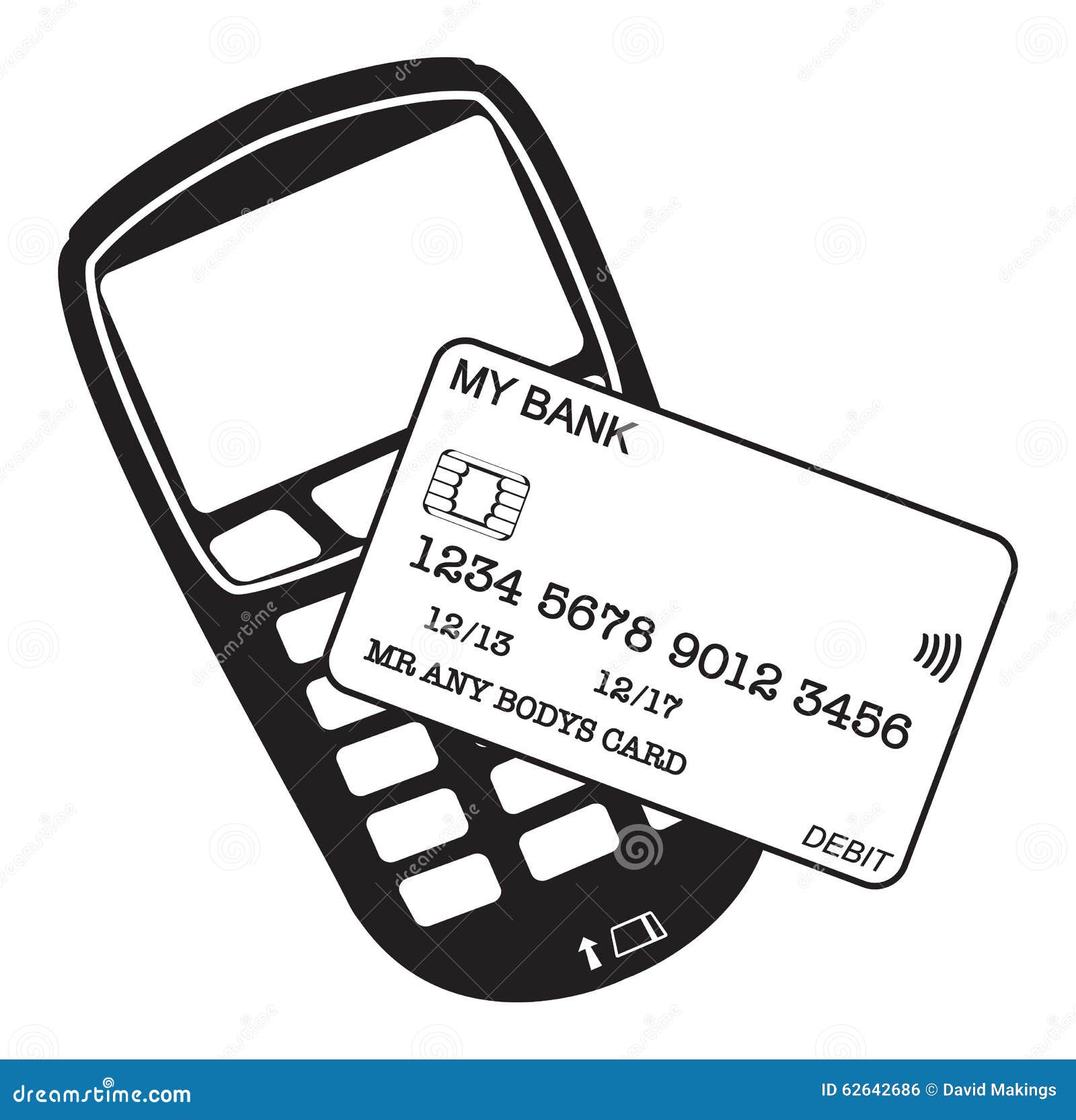 Chip and Pin Machine and-Kaartsilhouet Stock Illustratie - Illustration ...