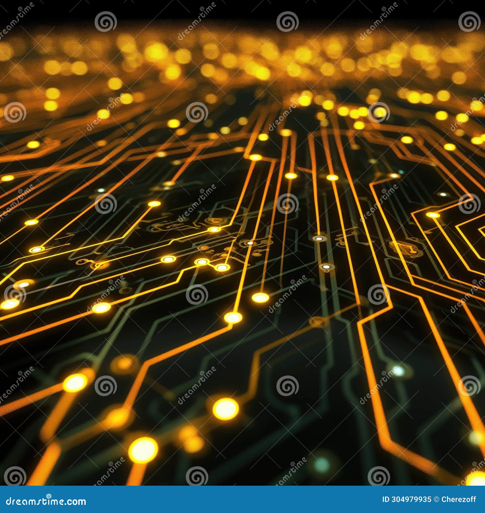 A Chip with Running Information Along Luminous Lines Stock Image ...