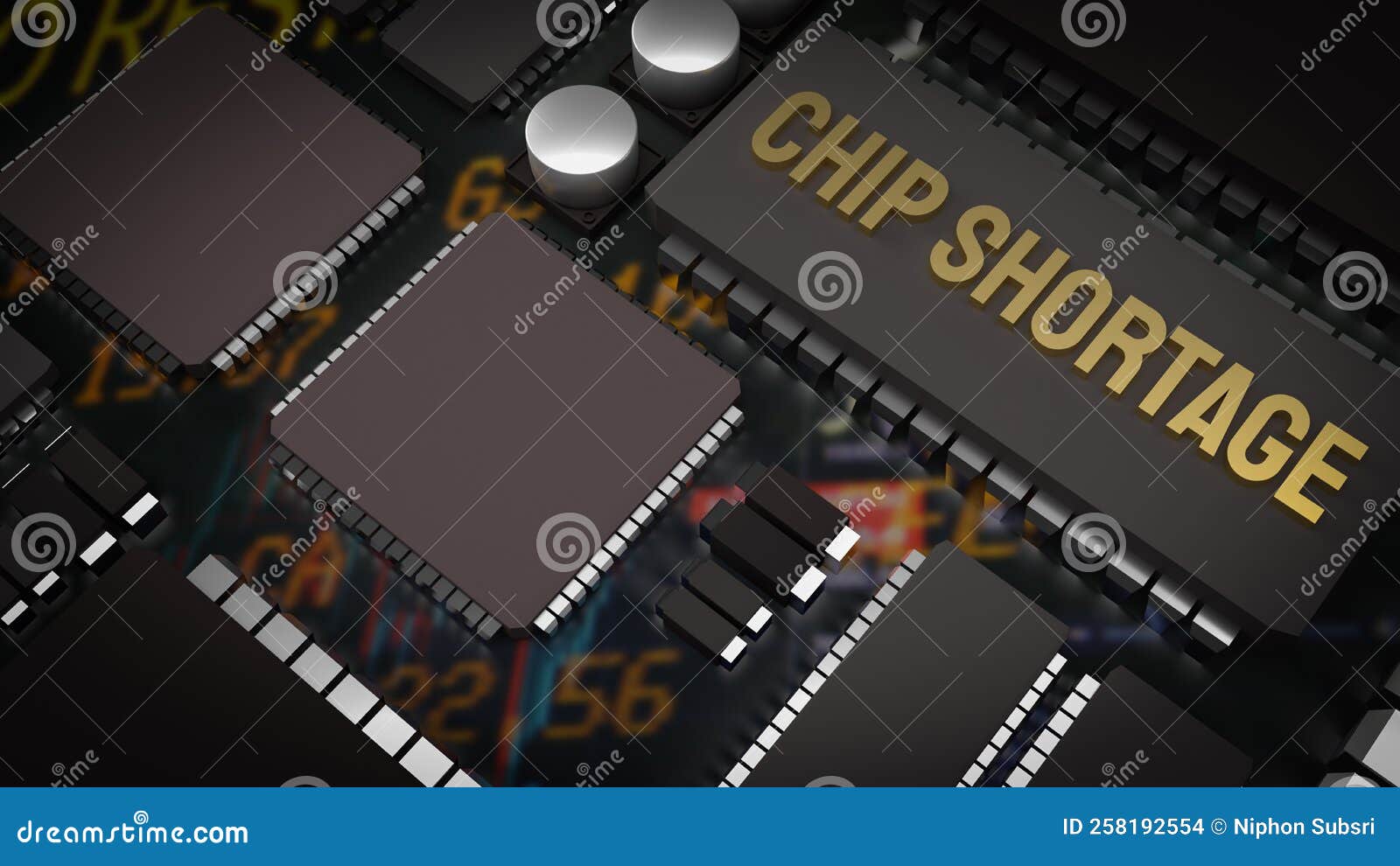 The Chip Shortage Text and Ic and Pcb Board 3d Rendering Stock ...