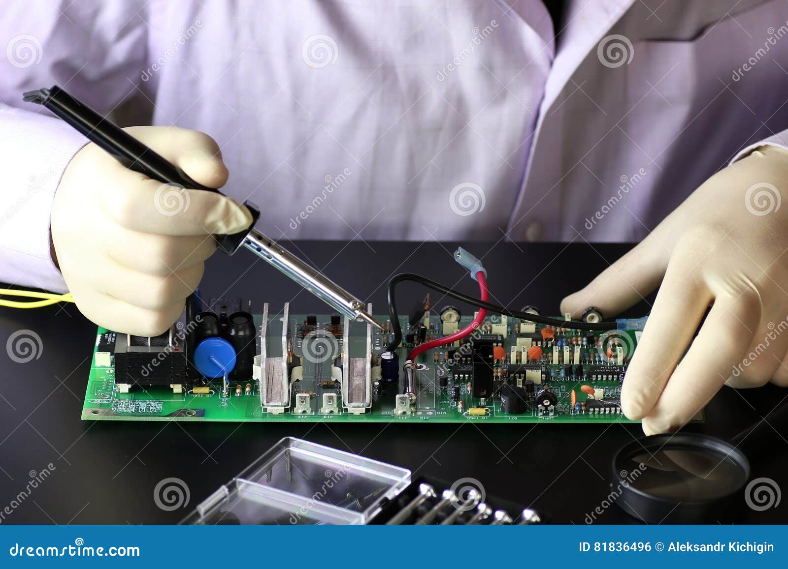 Chip soldering man hands stock photo. Image of engineer - 81836496