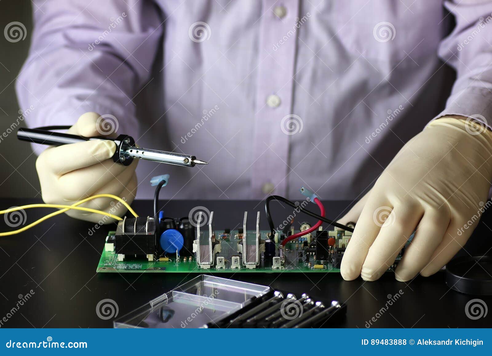 Chip soldering man hands stock photo. Image of digital - 89483888