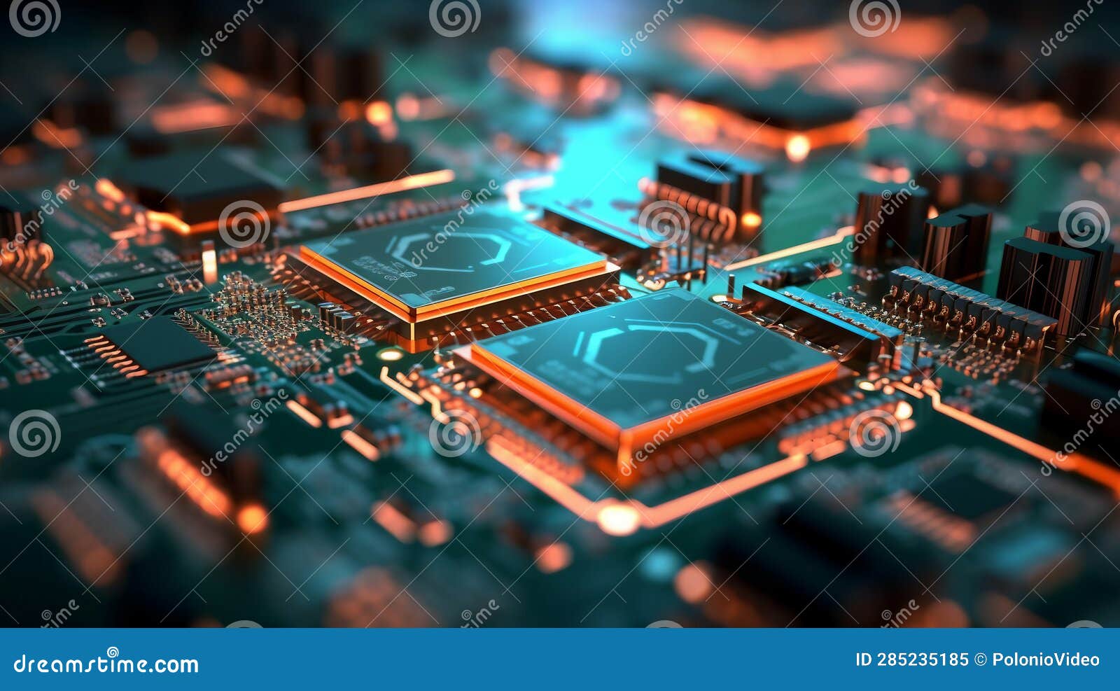 Chip Technology of an Artificial Intelligence Computer. AI Generative ...