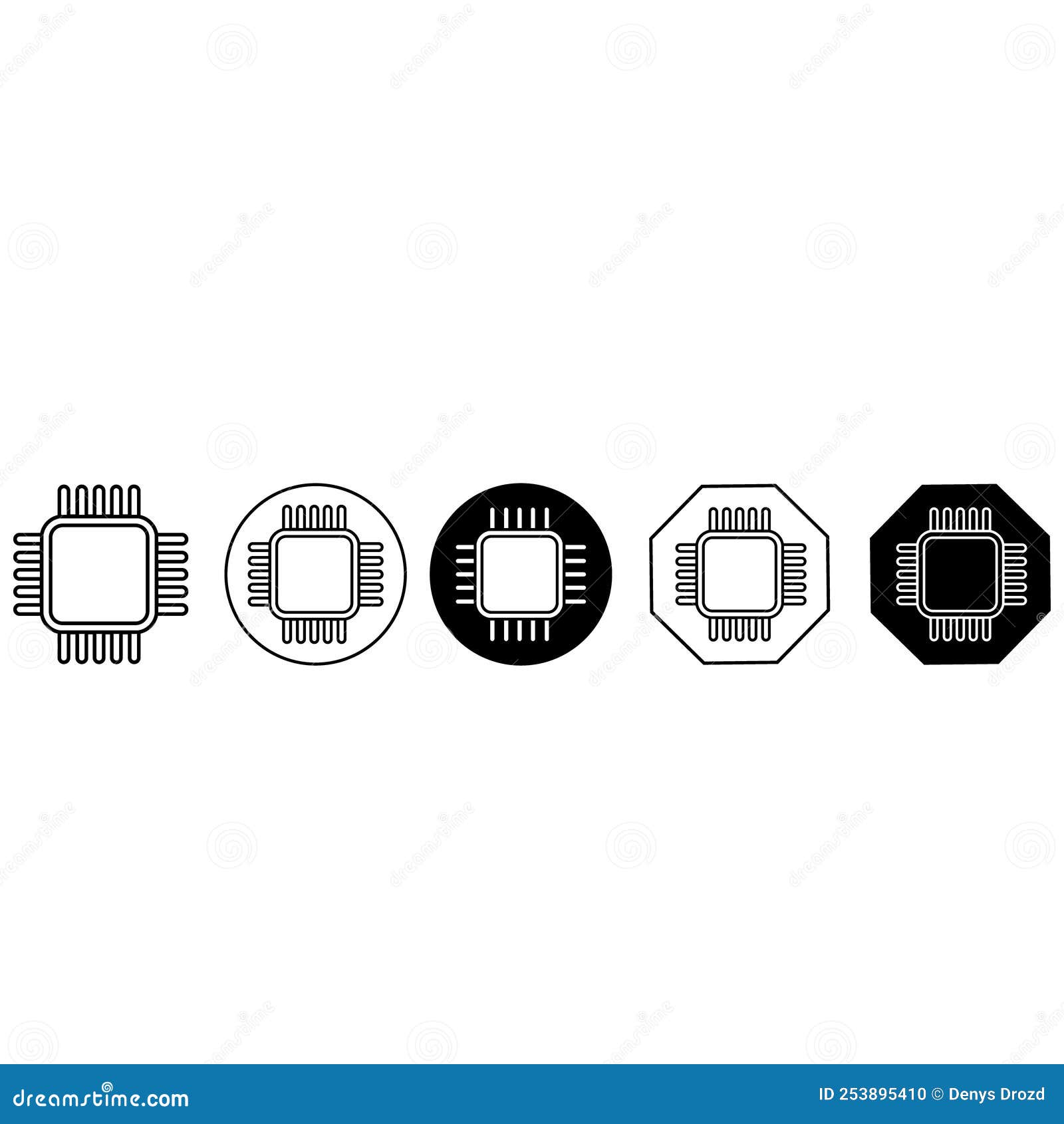 Chip Vector Icon Set. Microchip Illustration Symbol Collection. CPU ...