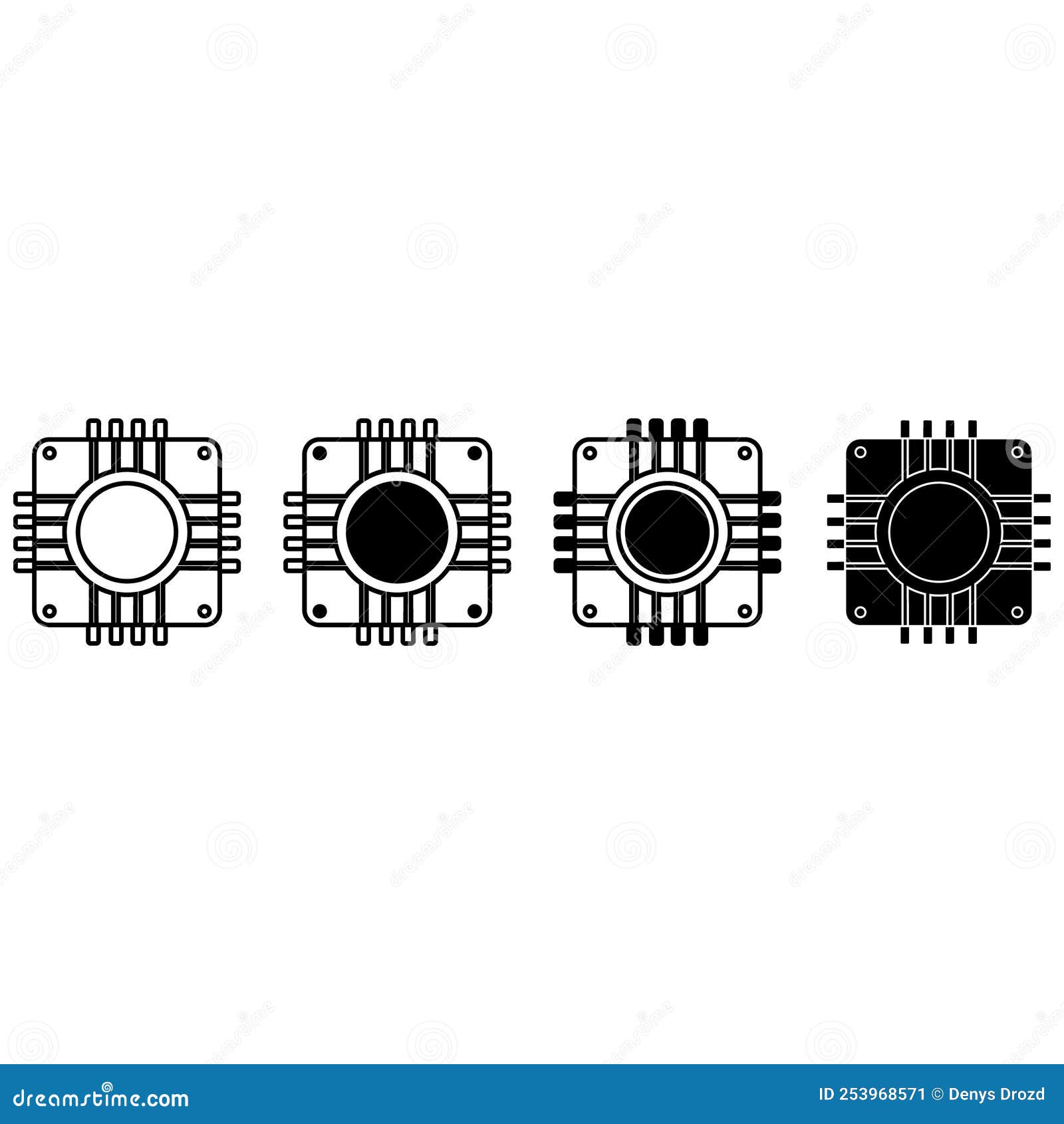 Chip Vector Icon Set Microchip Illustration Symbol Collection Cpu