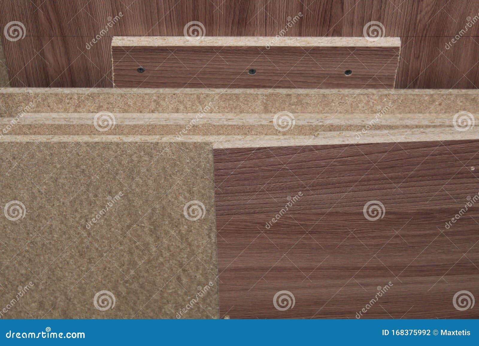 Chipboard Kit for Diy Wooden Construction with Walnut Texture Stock ...