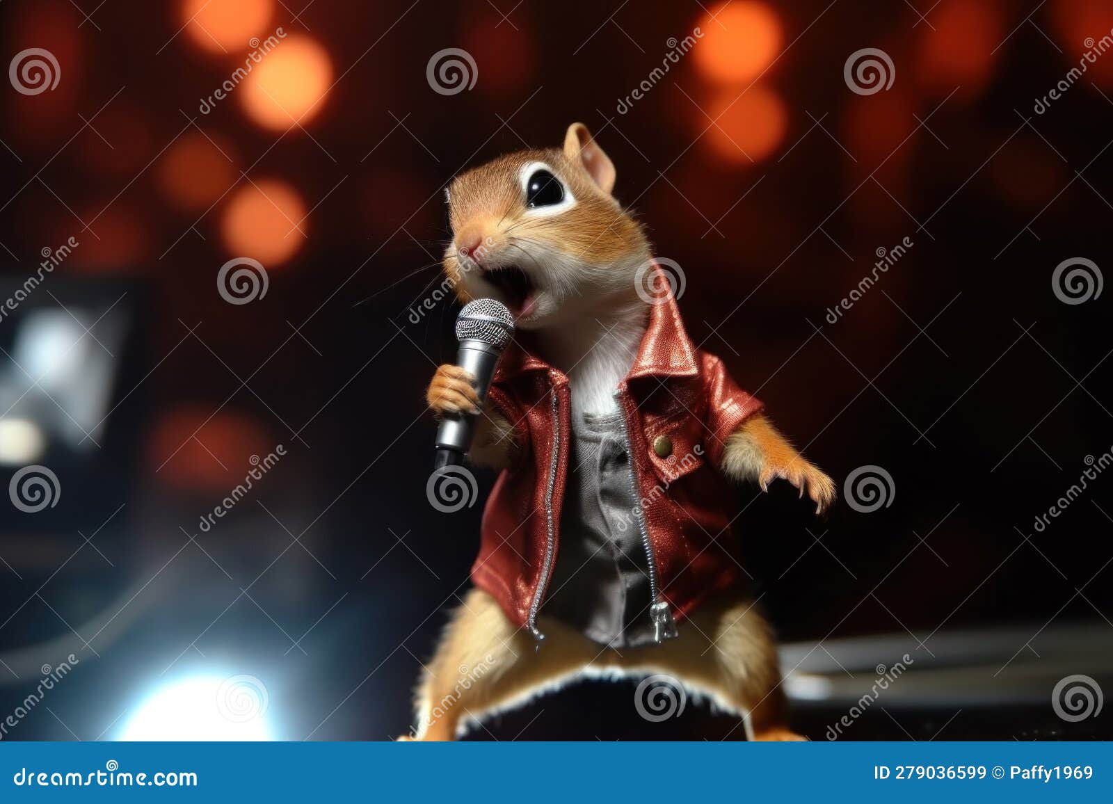 Chipmunk As a Rock Star Singer, Performing on Stage Stock Illustration ...