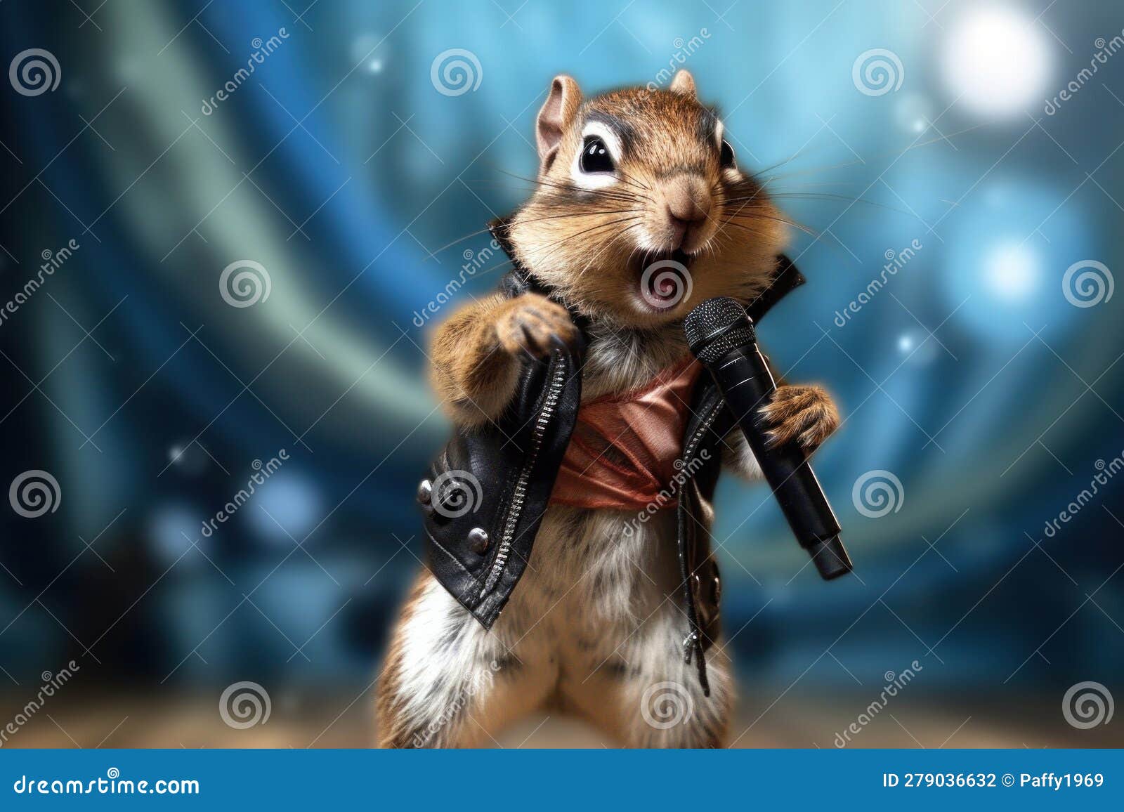 Chipmunk As a Rock Star Singer, Performing on Stage Stock Illustration ...